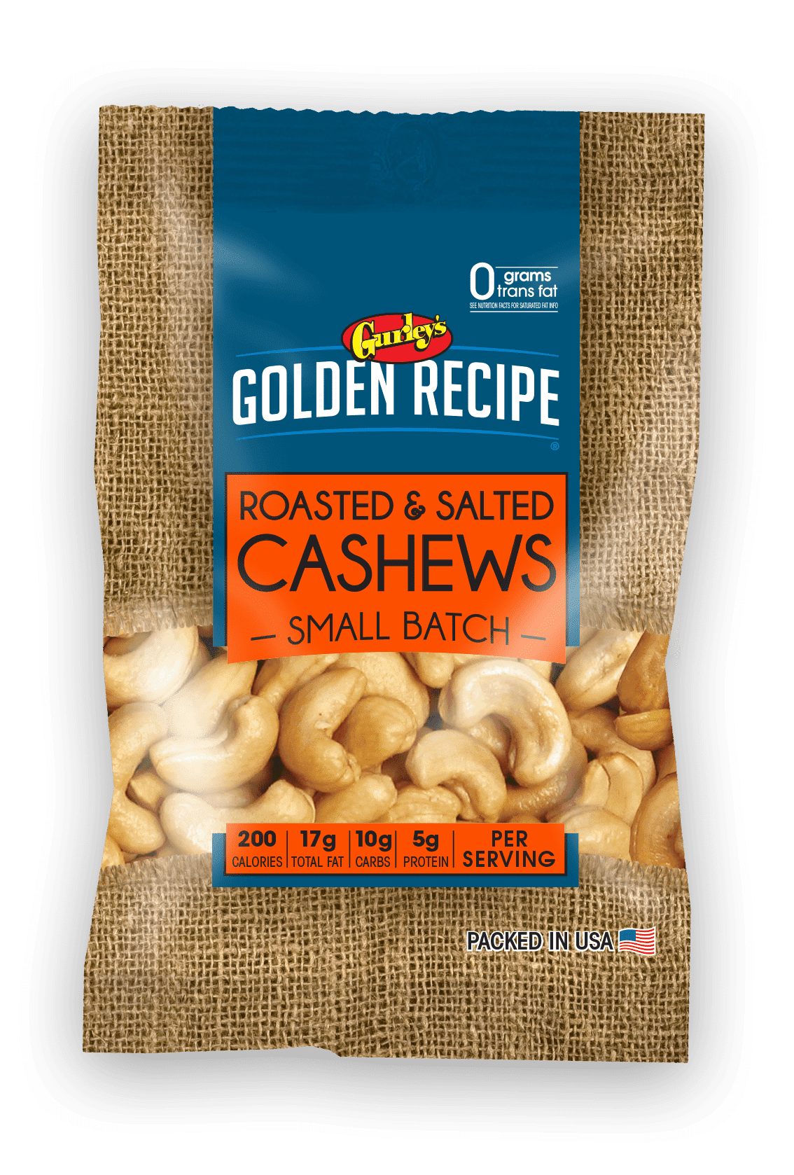 Gurley's Golden Recipe Fancy Whole Cashews, Rich & Creamy, 2.75 oz ...