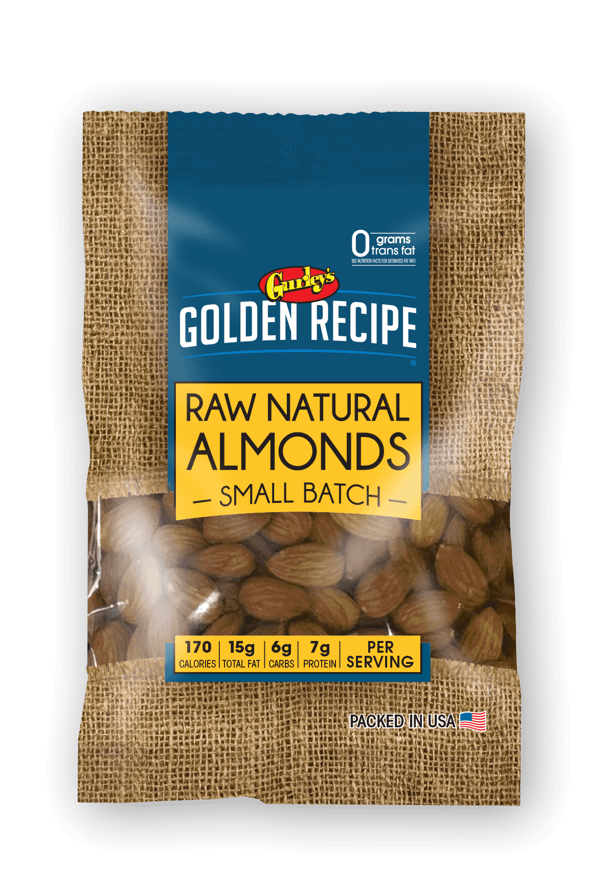 Gurley's Golden Recipe Raw Almonds, Crunchy, Low-Carb, 2.75 oz ...