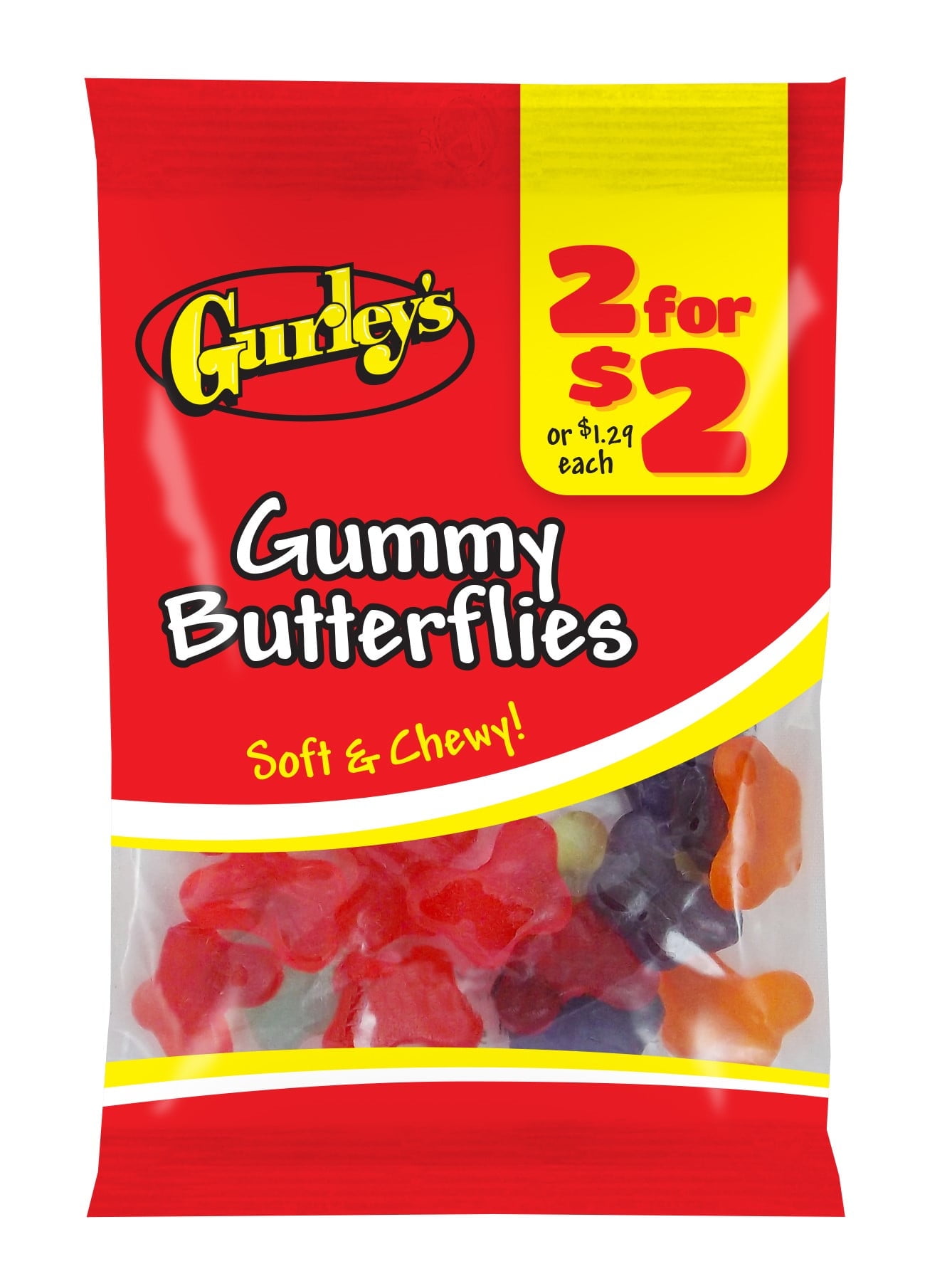 Gurley's Gummi Butterflies, Colorful and Flavorful Chewy Candy (Pack of ...