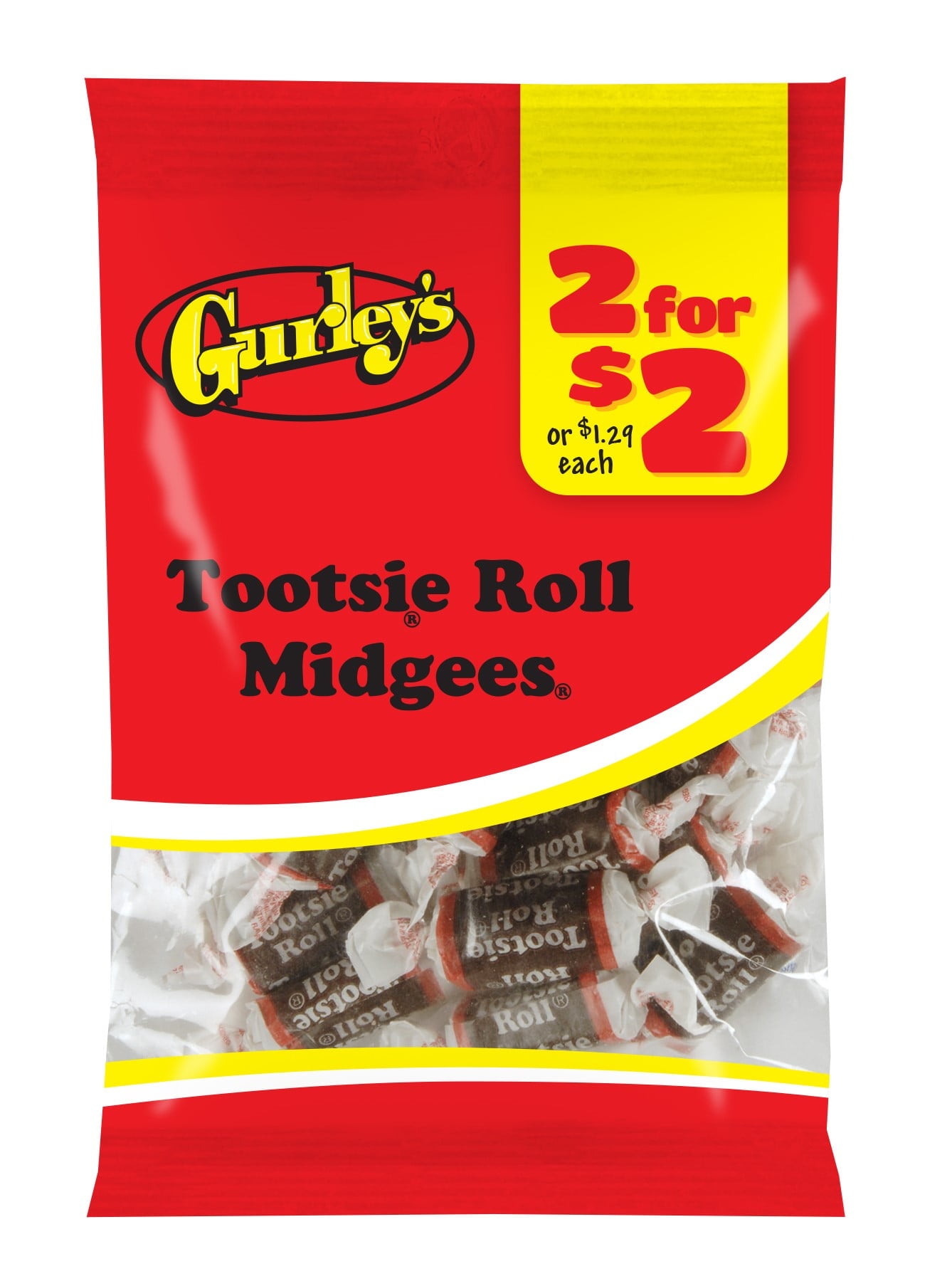 Gurley's Tootsie Midgees, Mini Chocolate Tootsie Rolls, Classic Chew ...
