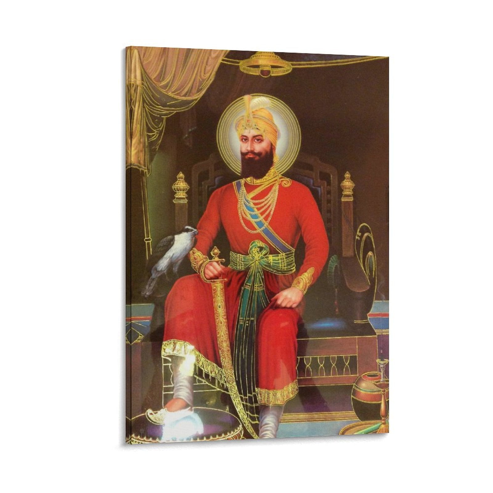Guru Gobind Singh Red Cloth Painting On Canvas Wall Art Poster Scroll ...