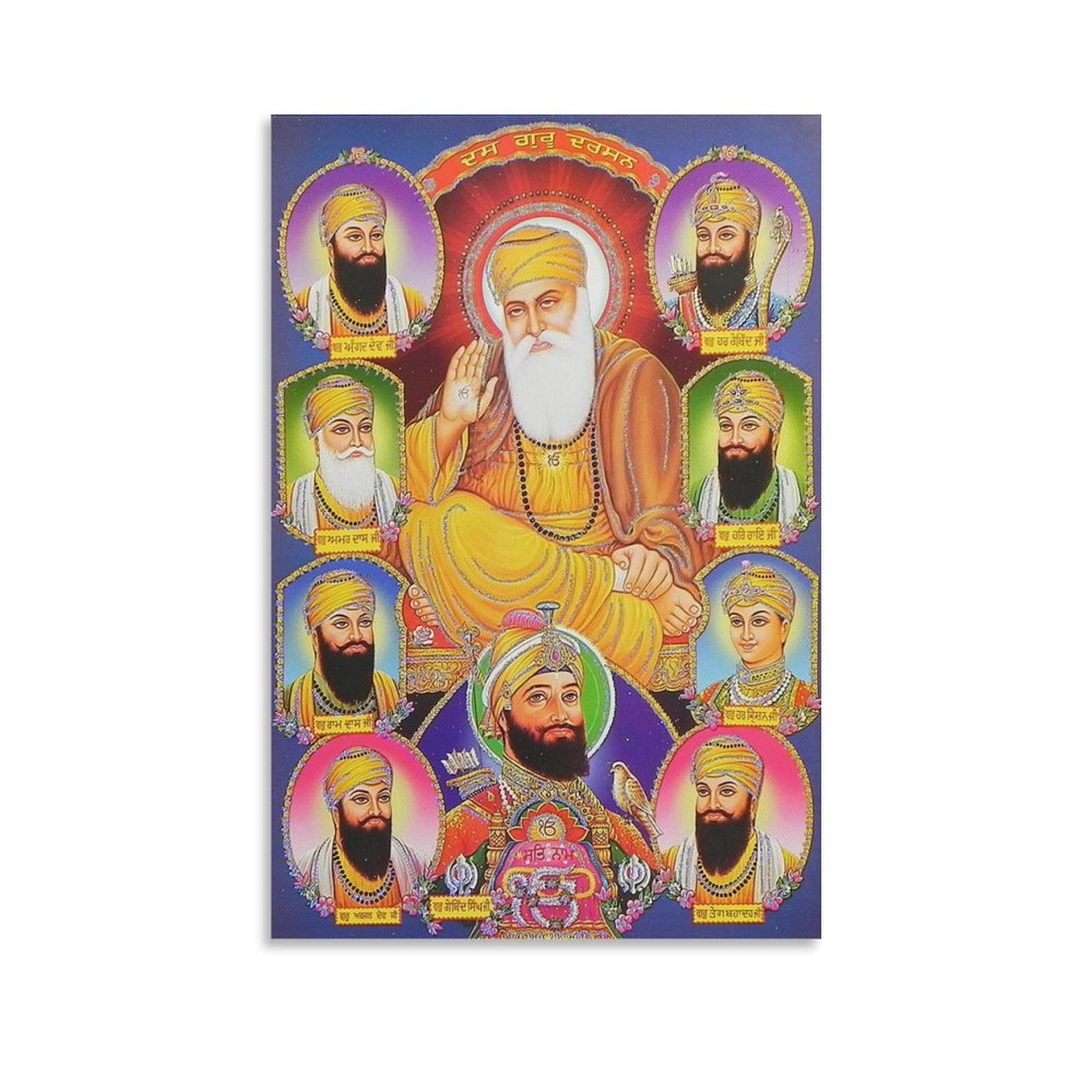 Guru Nanak Dev Ji with Gobind Singh All 10 Sikh Gurus Ten Gurus Posters ...