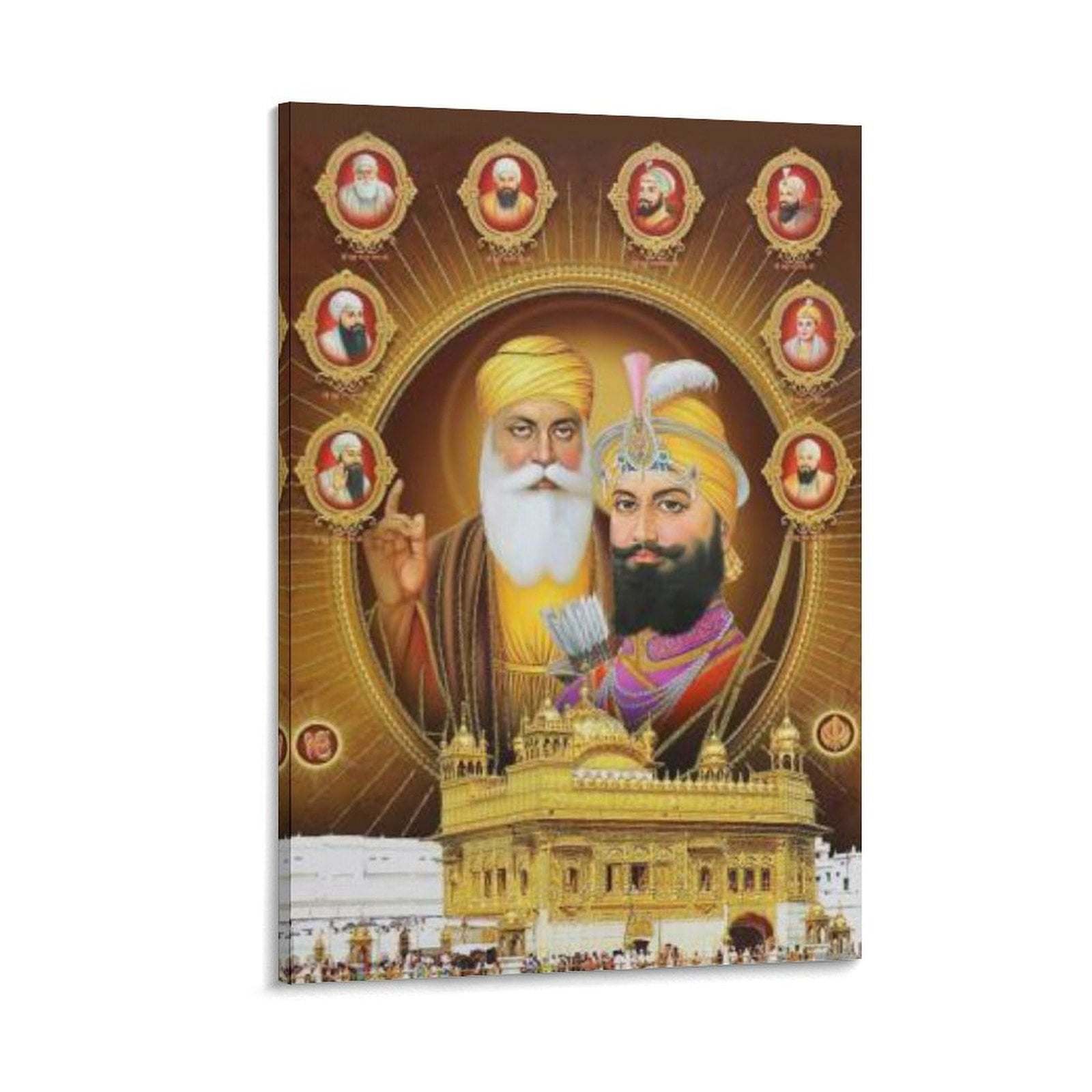 Guru Nanak Dev Ji with Govind Singh And All Ten Sikh Gurus Canvas Art ...