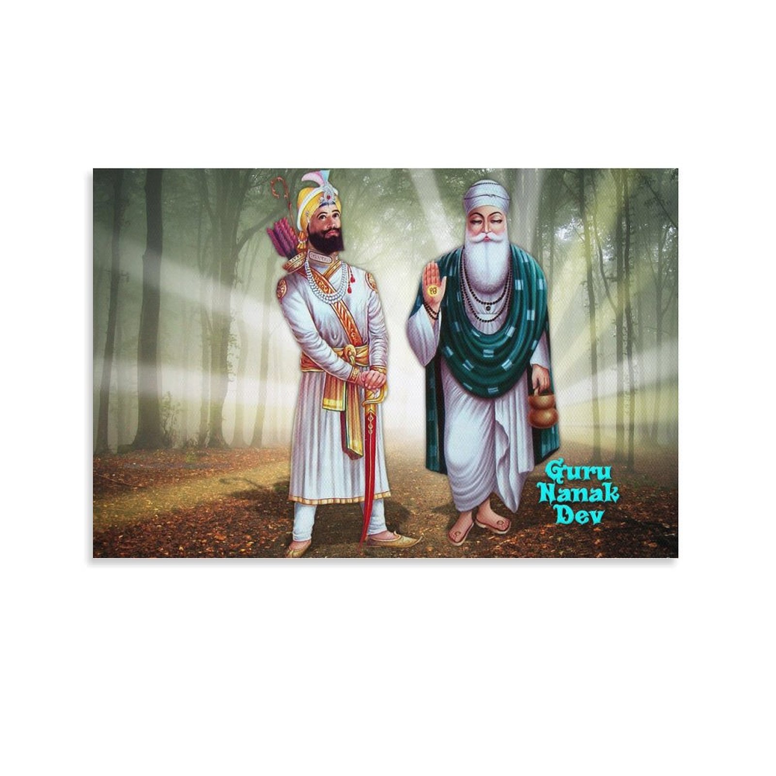 Guru Nanak Dev with Guru Gobind Singh Canvas Wall Art Poster Decorative ...