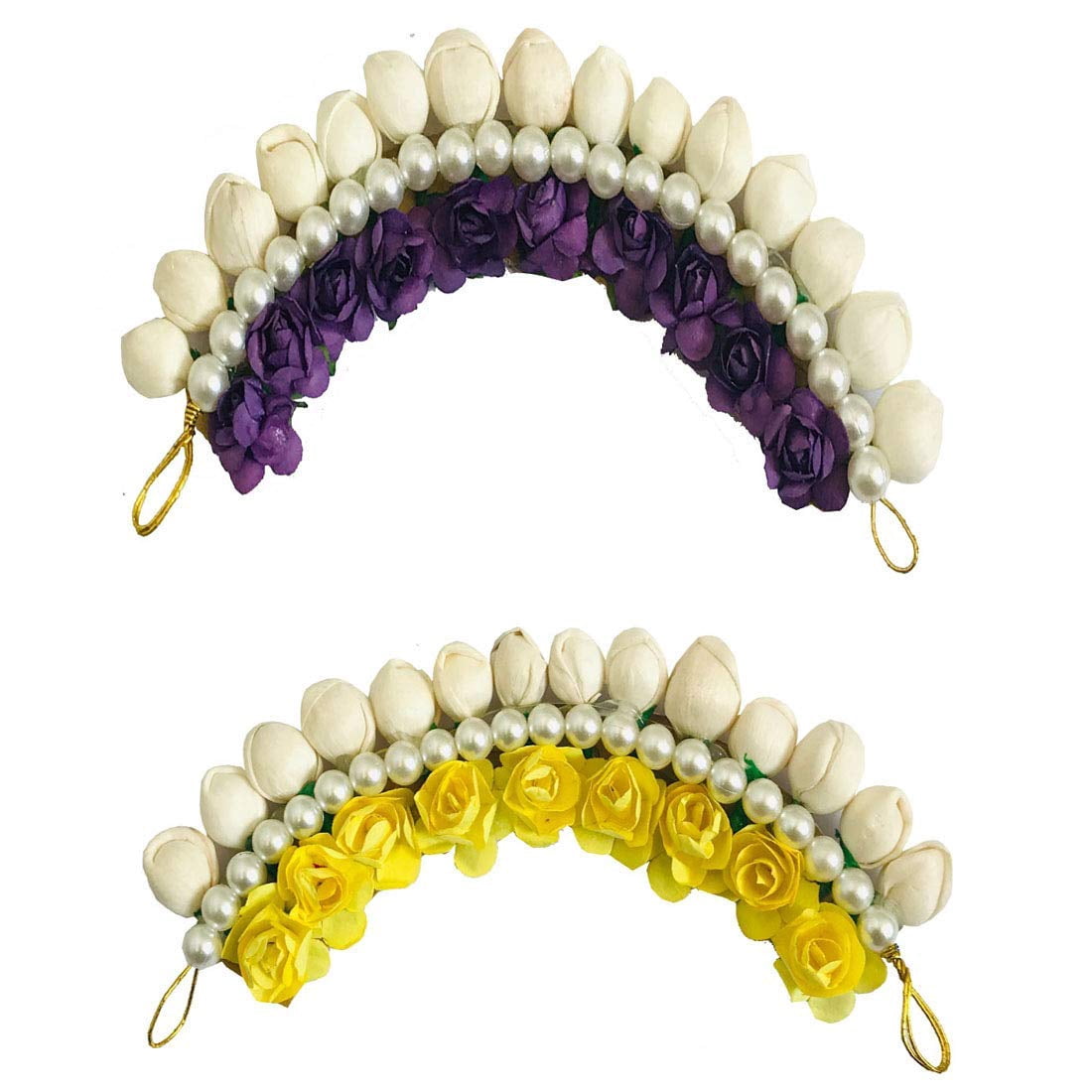 GuruEmbellish Stylish Wedding Hair Bun Gajra Hair for Women in yellow ...
