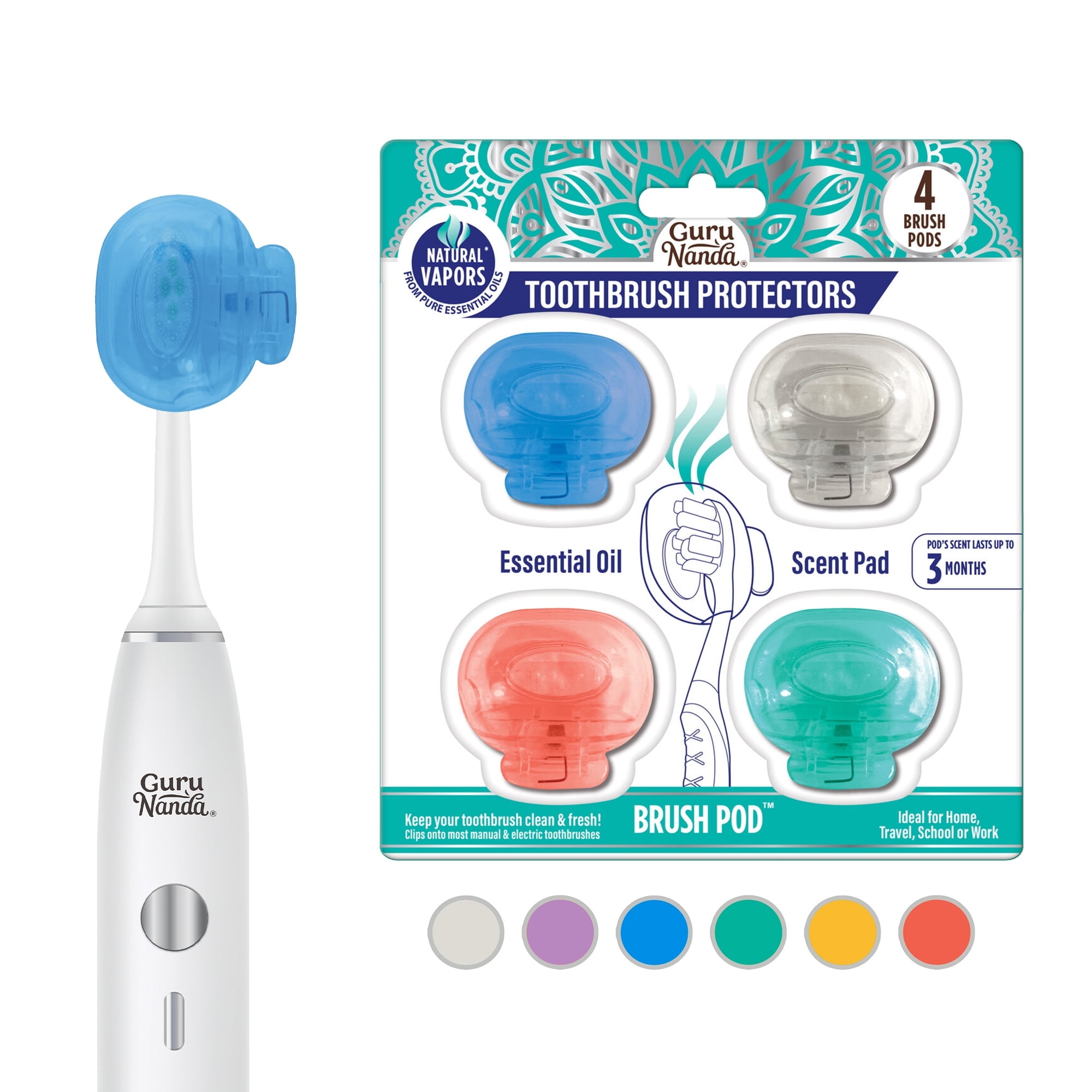 GuruNanda Brush Pod Toothbrush Protector Cover Cap - 4 Pack, Various ...