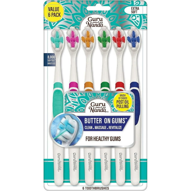 GuruNanda Butter On Gums Toothbrush - Ultra Soft Bristles - 6 Pack ...