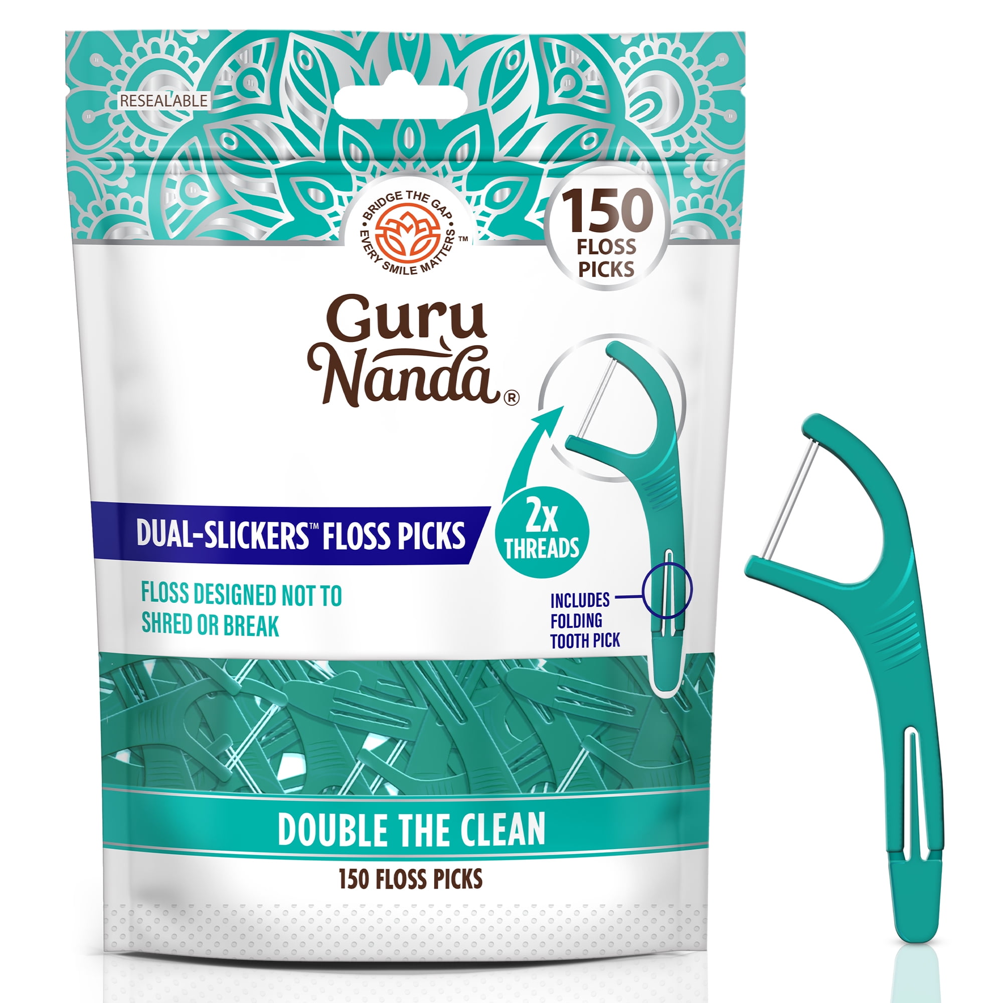 GuruNanda Dual Slickers Floss Picks - Double-Threaded Dyneema Dental ...