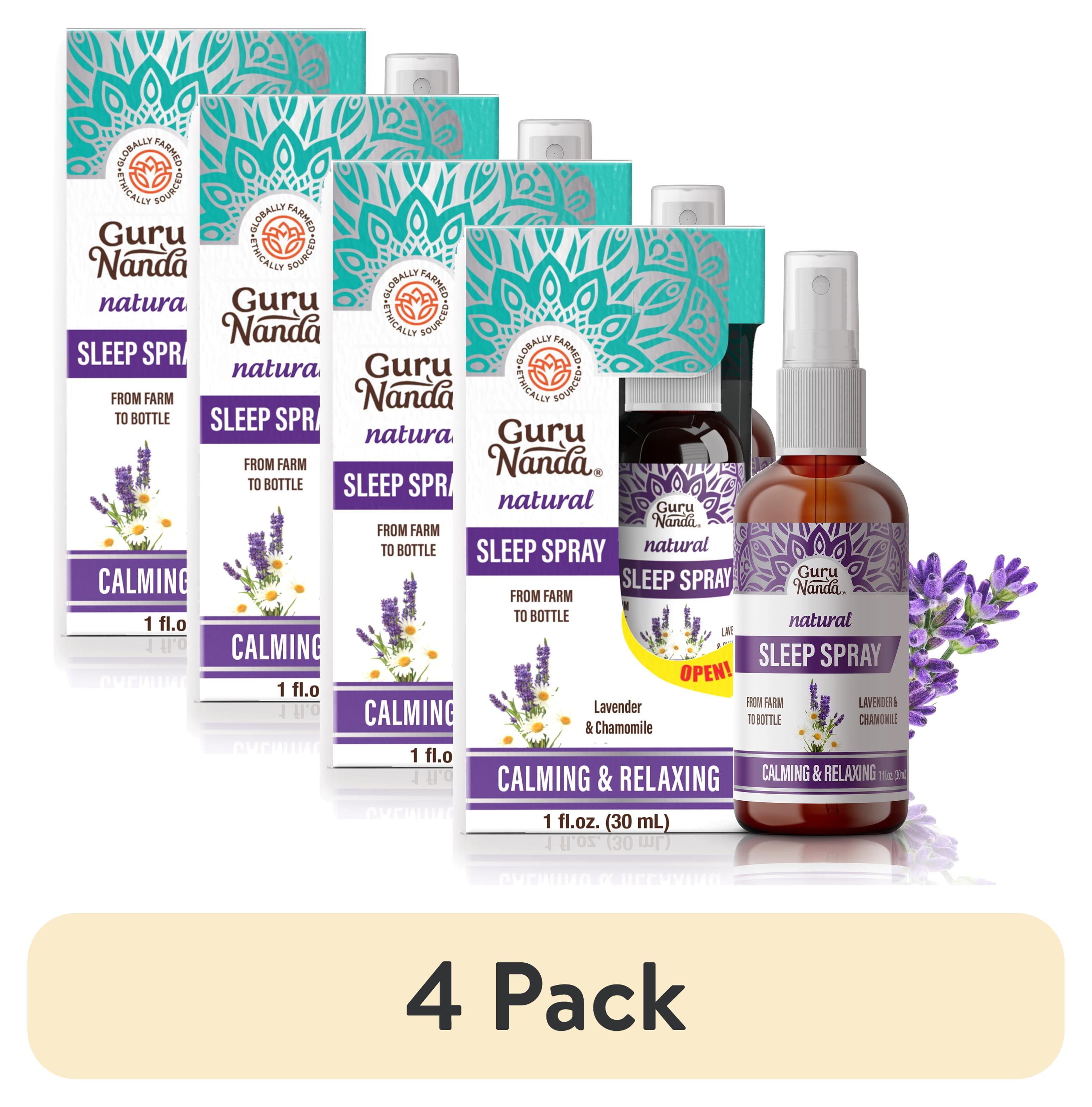 (4 pack) GuruNanda Natural Sleep Spray - Blend of Lavender & Chamomile Essential Oils for ...