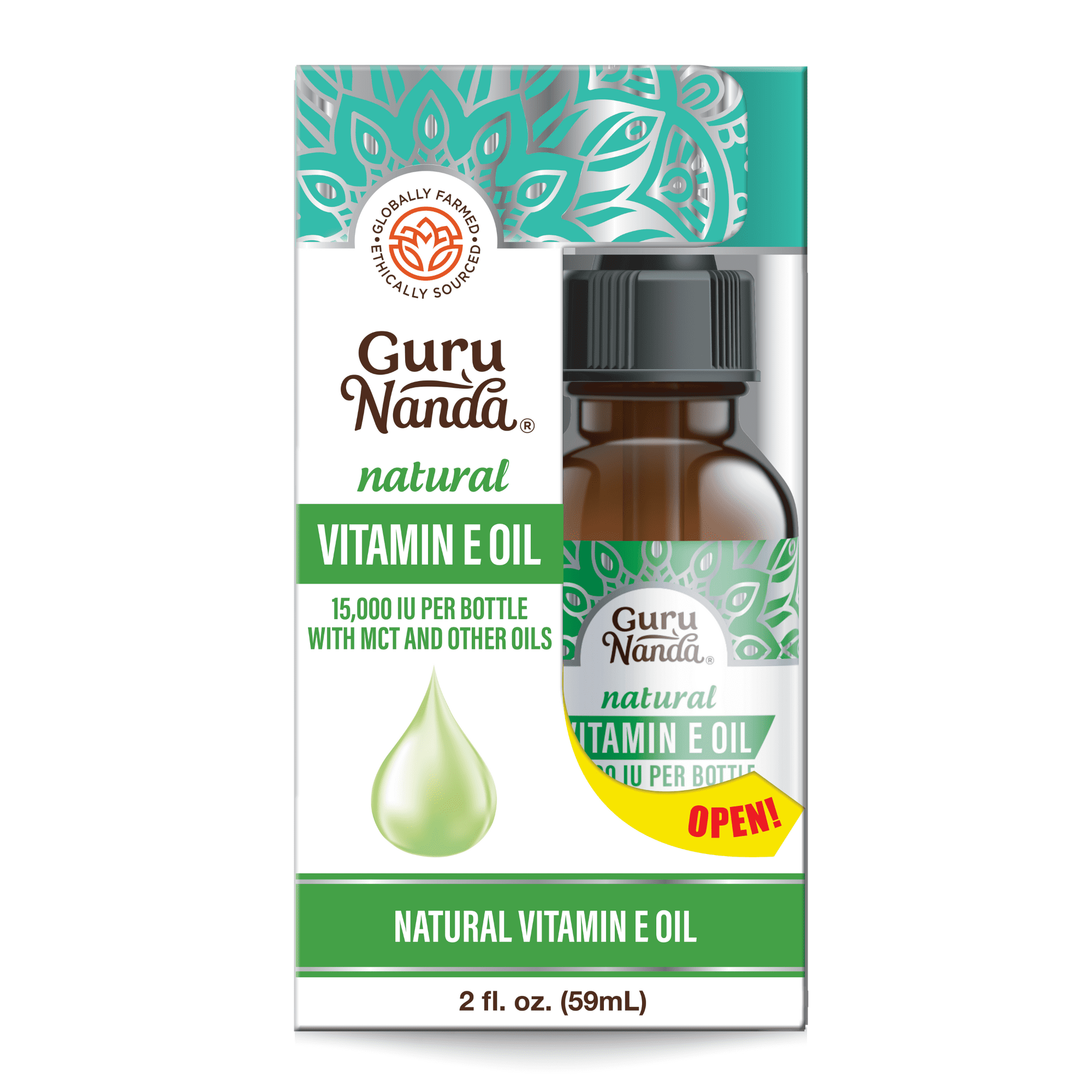 GuruNanda Natural Vitamin E Oil -15,000 IU - Moisturizer for Dry Skin ...