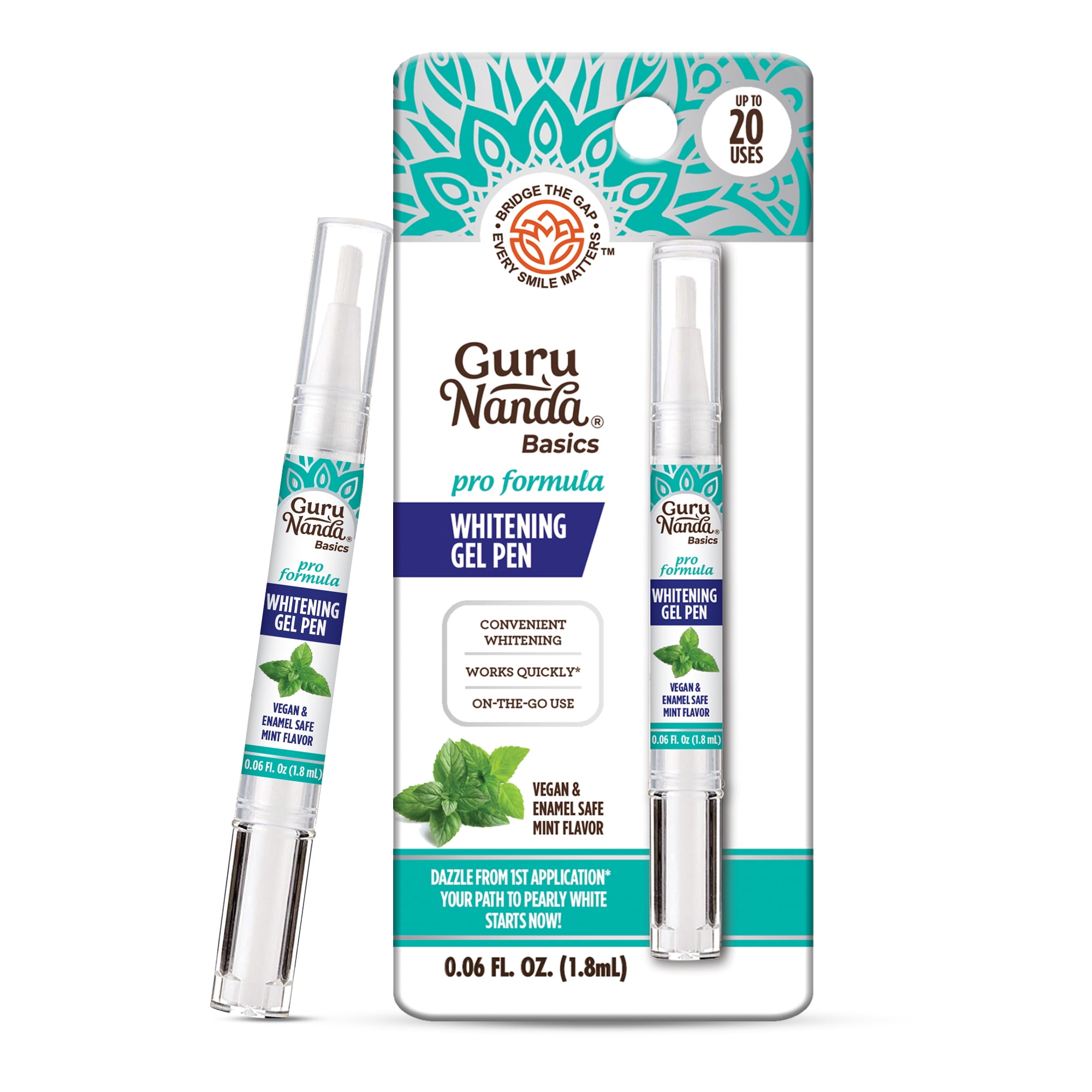 GuruNanda Whitening Gel Pen, 20 Uses, Hydrogen Peroxide, Enamel Safe ...