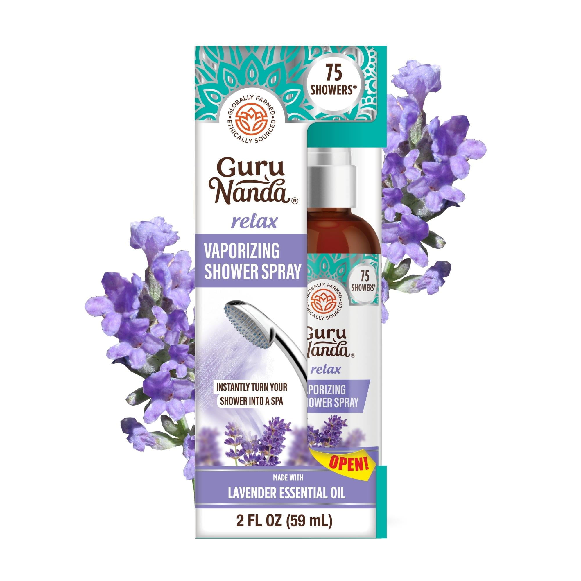 GuruNanda Relaxed Shower Spray - Lavender & Eucalyptus Essential Oils ...