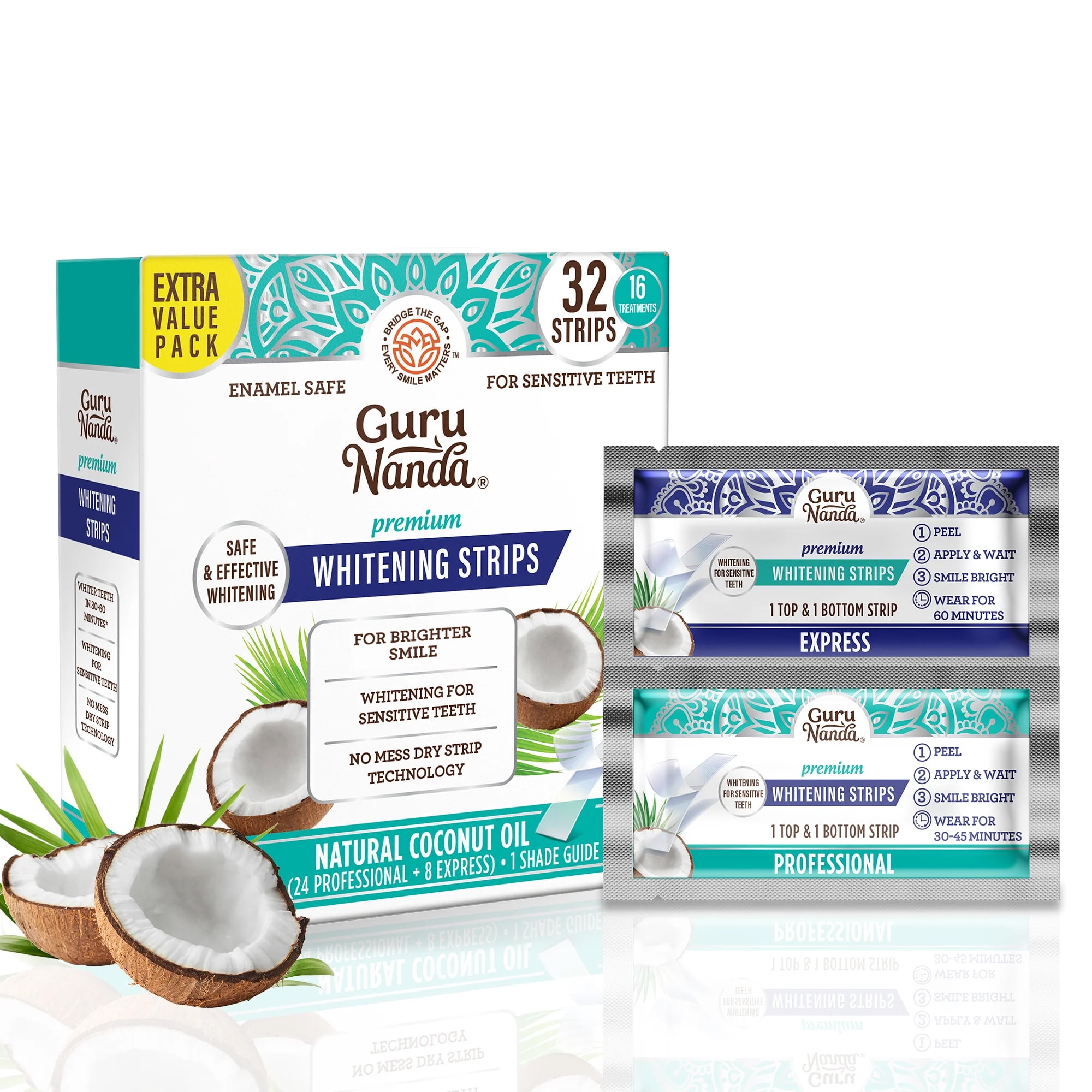 GuruNanda Teeth Whitening Strips - 16 Treatments with Professional ...