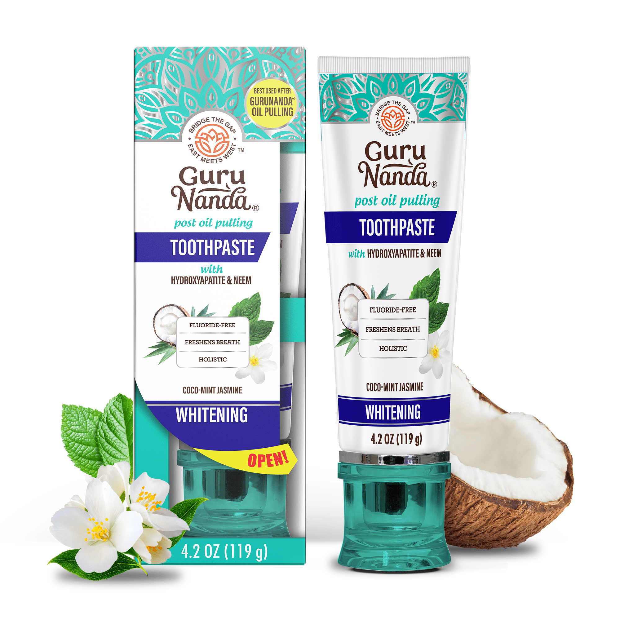 GuruNanda Whitening Toothpaste with Neem & Hydroxtapatite, Cocomint ...