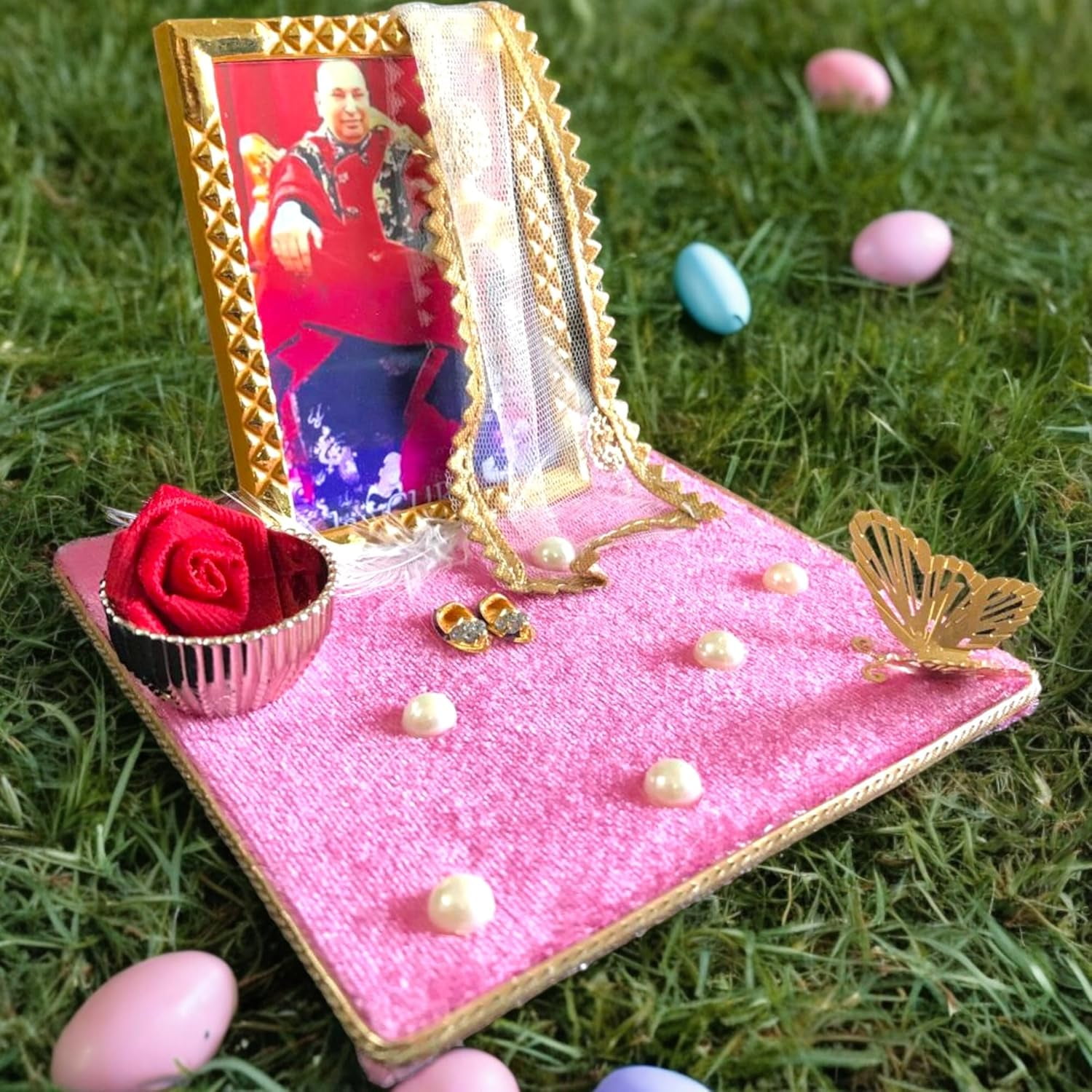 Guruji Darbar Guruji Swaroop Golden Butterfly Feather and Charan Paduka Scented Wood Premium ...