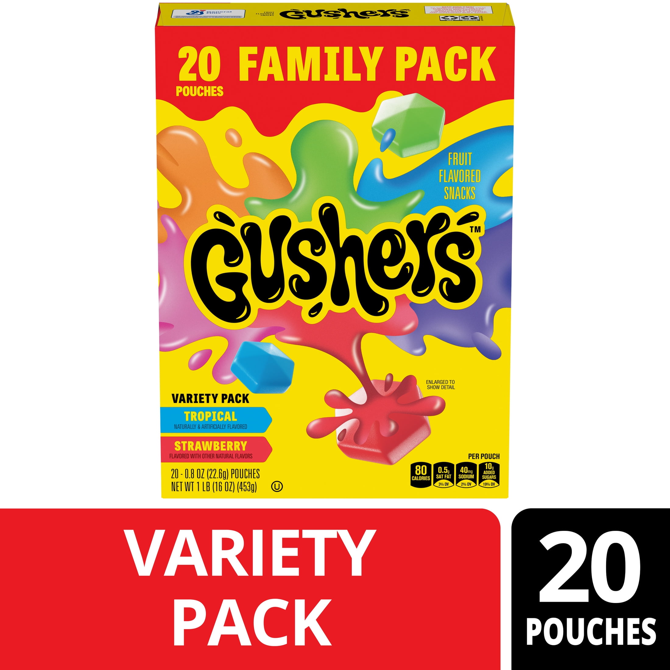 Gushers Fruit Snacks, 20 Pouches, Tropical and Strawberry - Walmart.com