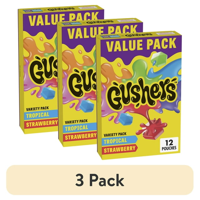 (3 pack) Gushers Fruit Flavored Snacks, Strawberry Splash and Tropical ...
