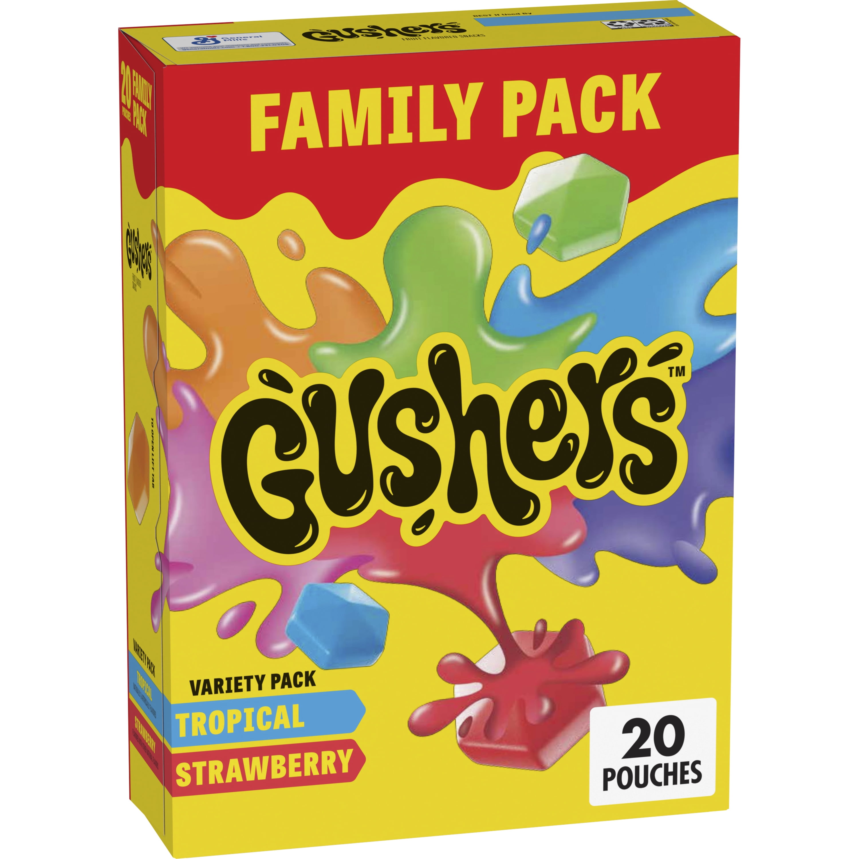 Gushers Filled Gummies, Sweet Tropical & Strawberry Snacks, Family Pack ...