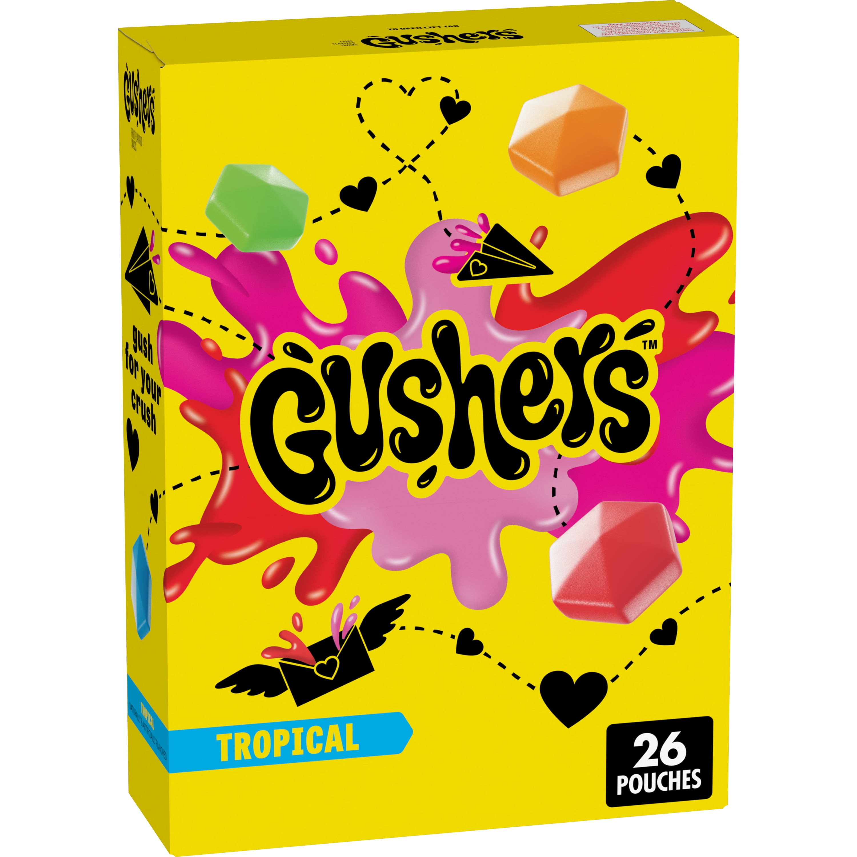 Gushers Tropical Fruit Flavored Snacks, Valentine's Day Box, 26 Mini ...