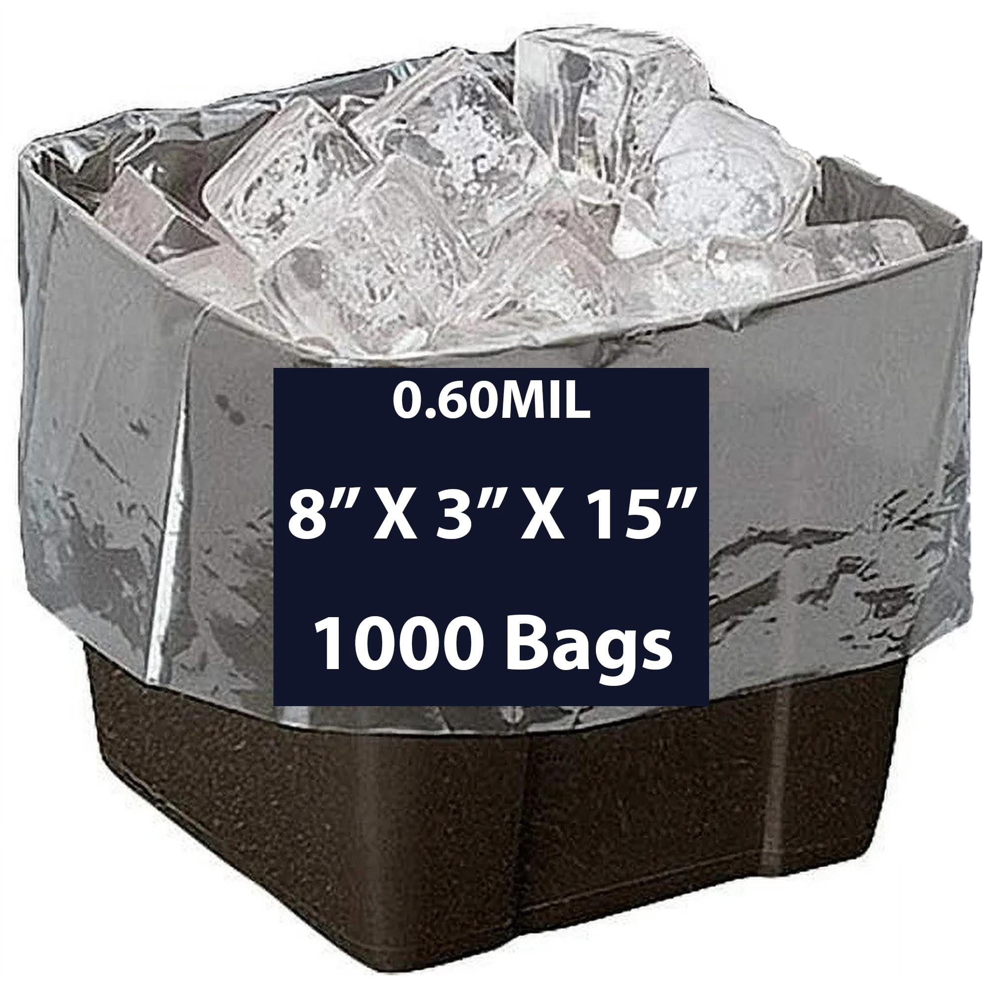 Gusset Bag/Ice Bucket Liner – 0.60Mil – 8” x 3” x 15” & (1000 Bags ...