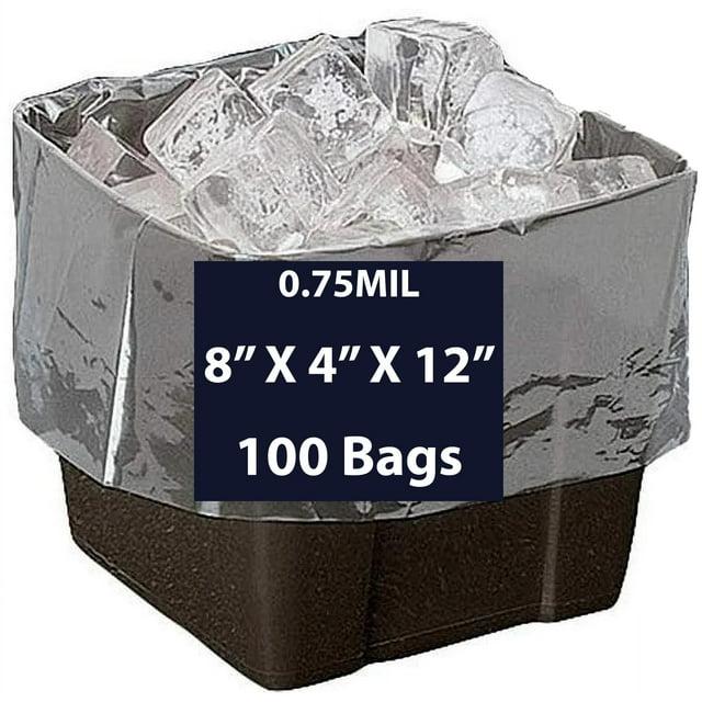 Gusset Bag/Ice Bucket Liner – 0.60Mil – 8” x 4” x 12” & (100 Bags ...