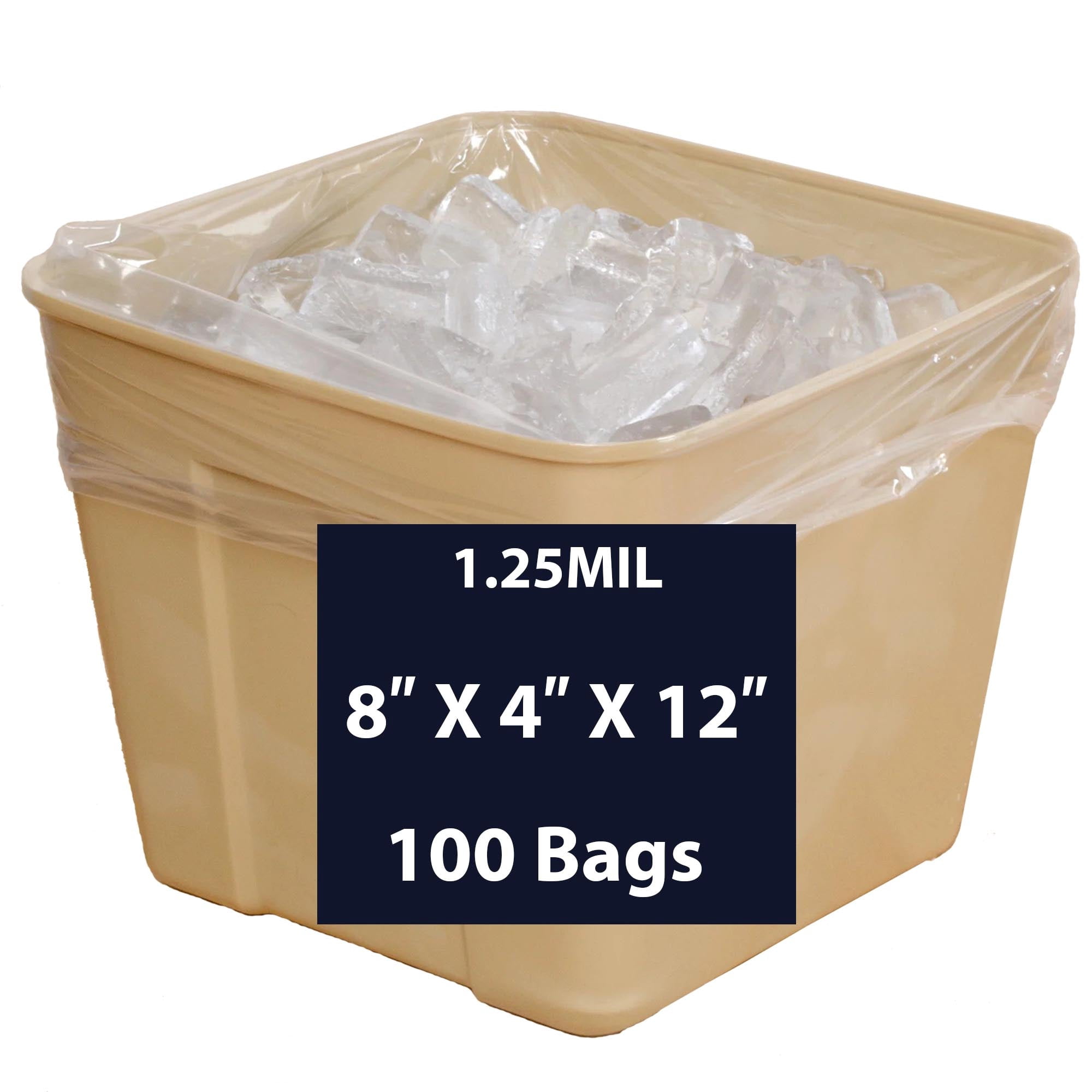 Gusset Bag/Ice Bucket Liner – 1.25Mil – 8” x 4” x 12” & (100 Bags), Low ...