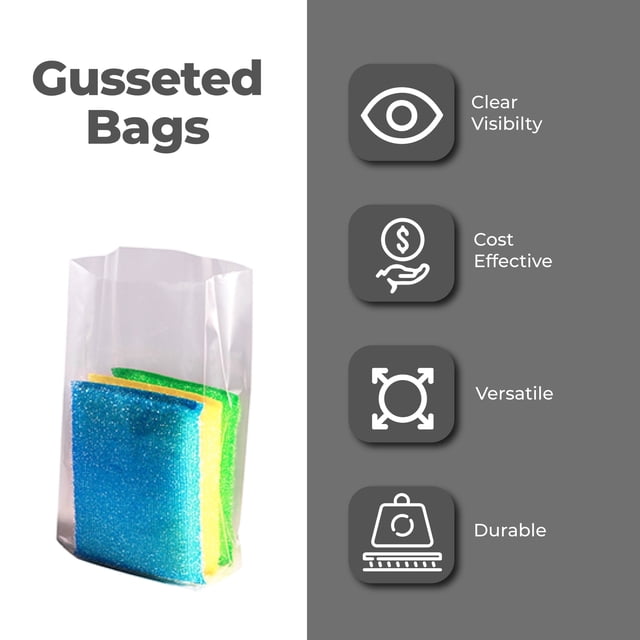 Gusseted Poly Bags 1.5 Mil, 4x2x12" Clear, 1000/Case Plastic Bags ...