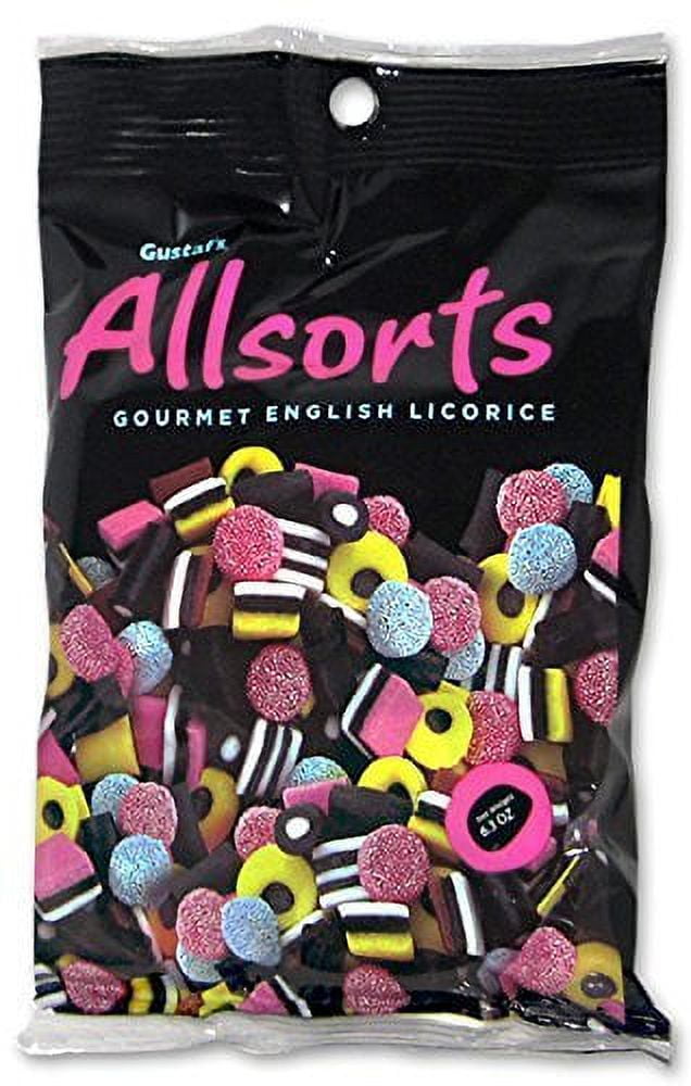 Gustaf's Gourmet English Licorice AllSorts Candy, 6.3 Ounce Peg Bag ...
