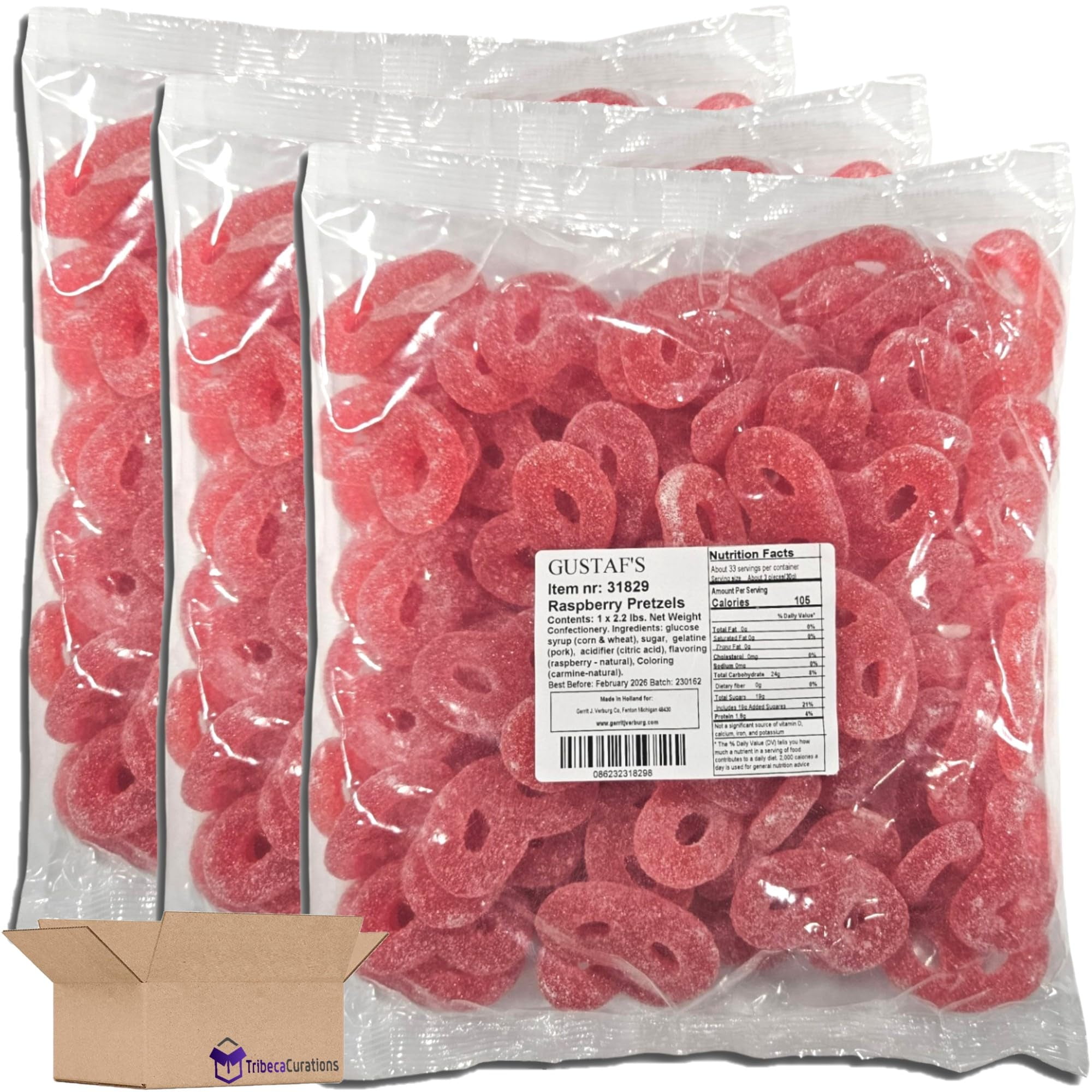 Gustaf's Raspberry Pretzels Gummy Candy Value Pack | 2.2 Pound Bulk Bag ...
