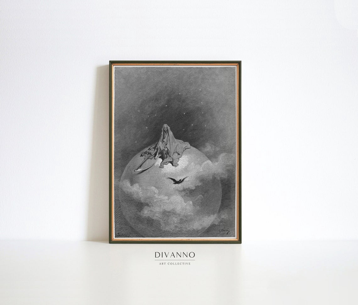 Gustav Dore Black Moon Raven Gothic Poster, Stretched Size 12x18 ...