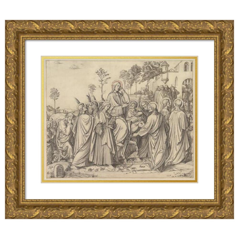 Gustav Ferdinand König 14x12 Gold Ornate Wood Frame and Double Matted ...