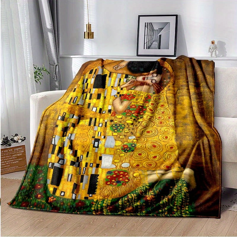 [Gustav Klimt Art Blanket] Large Soft Polyester Gustav Klimt's Kiss ...