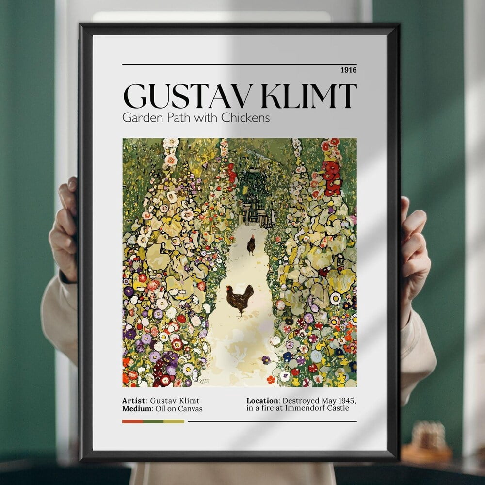 Gustav Klimt Art Print: Garden Path With Chickens, Art Nouveau Floral ...