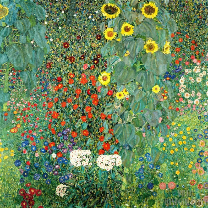 Gustav Klimt : Farm Garden with Sunflowers (1907) Canvas Gallery ...