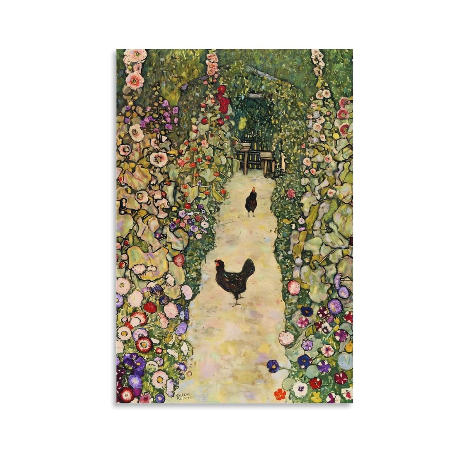 Gustav Klimt Garden Path with Chickens Prints Wall Art Poster Canvas ...