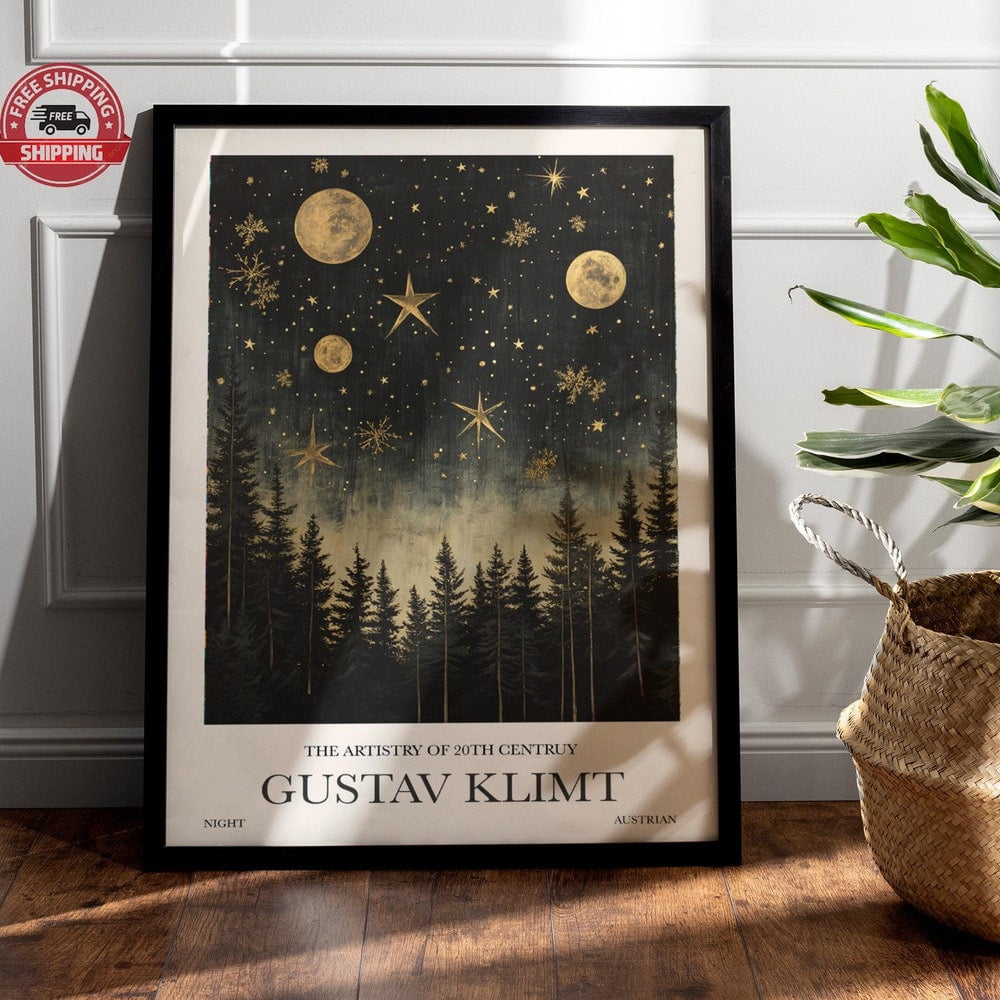 Gustav Klimt Moon Night Print, Klimt Museum Poster, Gustav Klimt Poster ...