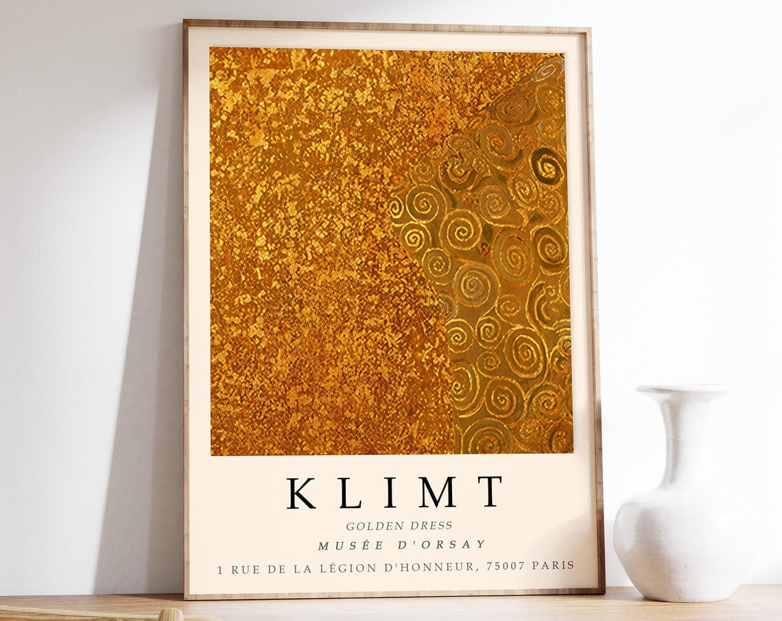 Gustav Klimt Poster, Golden Dress, Klimt Print, Pattern Art, Art ...