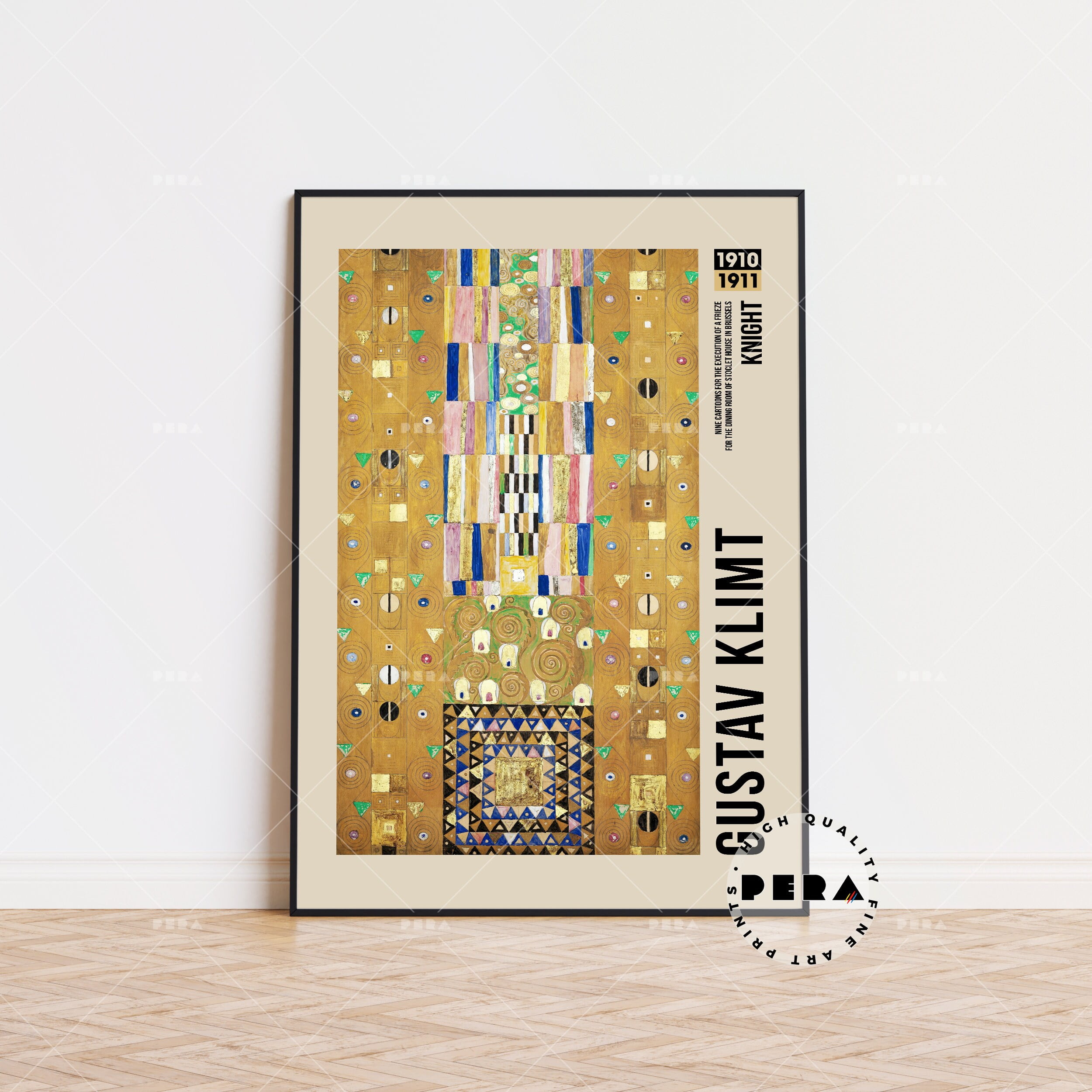 Gustav Klimt Poster, Nine Cartoons - Knight, Exhibition Poster, Vintage ...