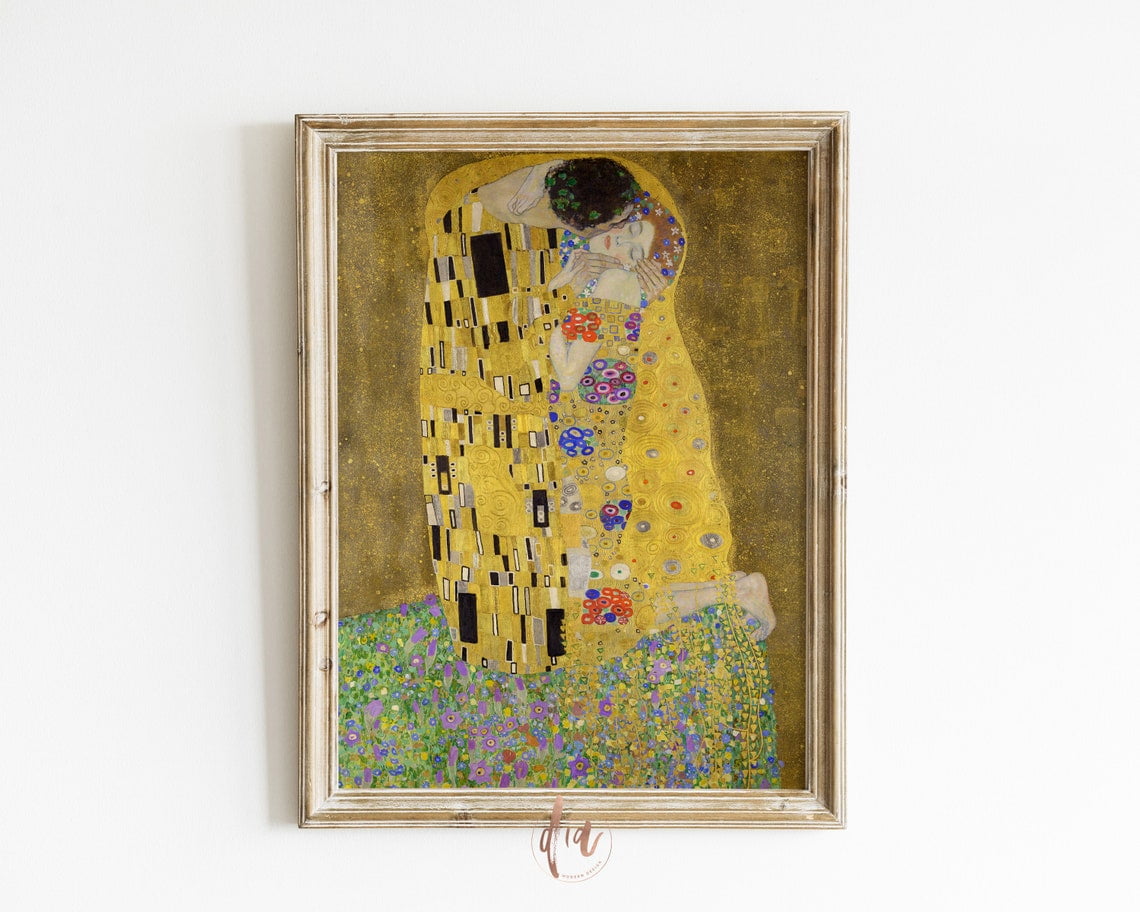 Gustav Klimt Print The Kiss, Klimt Famous Painting, Vintage Poster ...