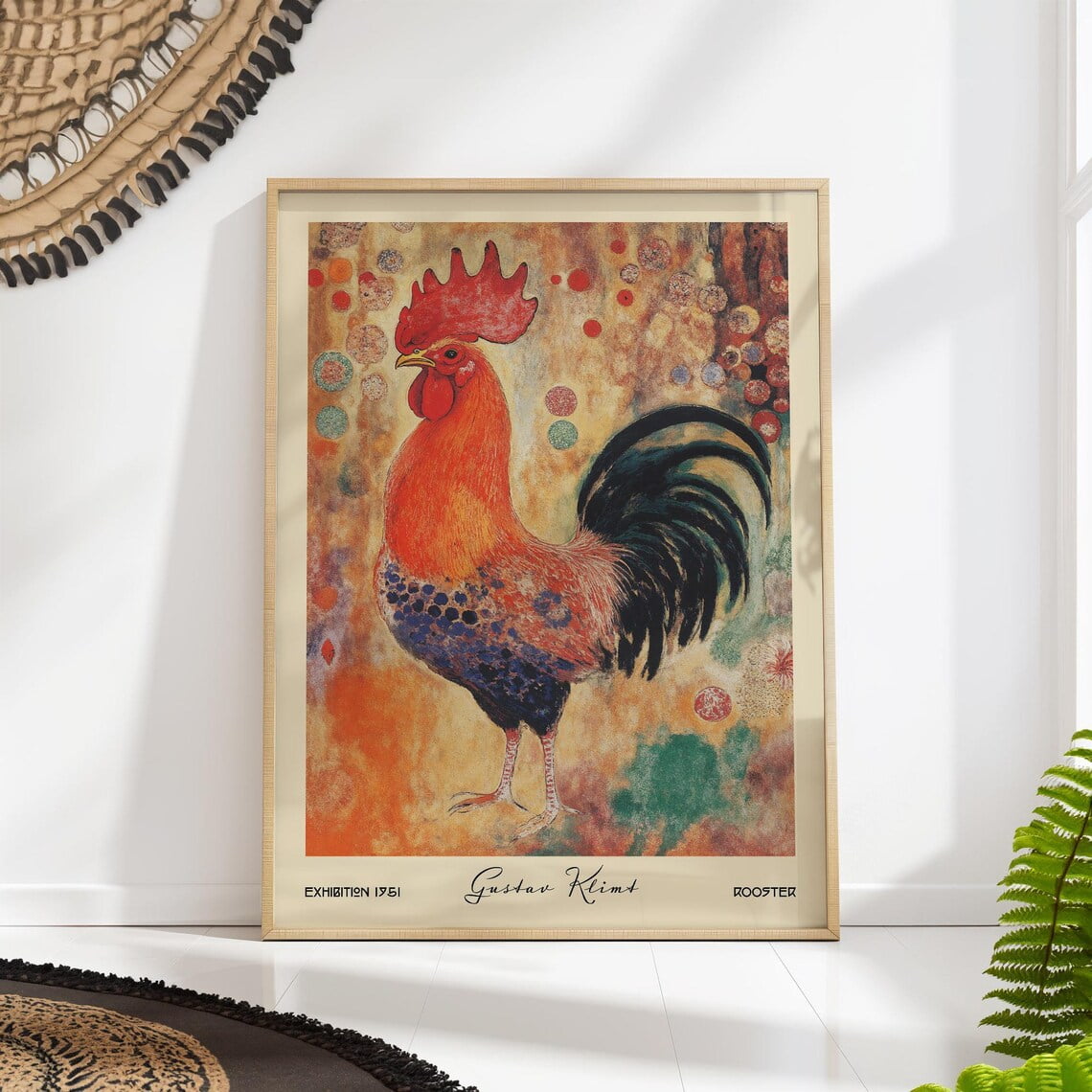 Gustav Klimt Rooster Art Print Vintage Farm Animal Wall Decor Wall Art ...