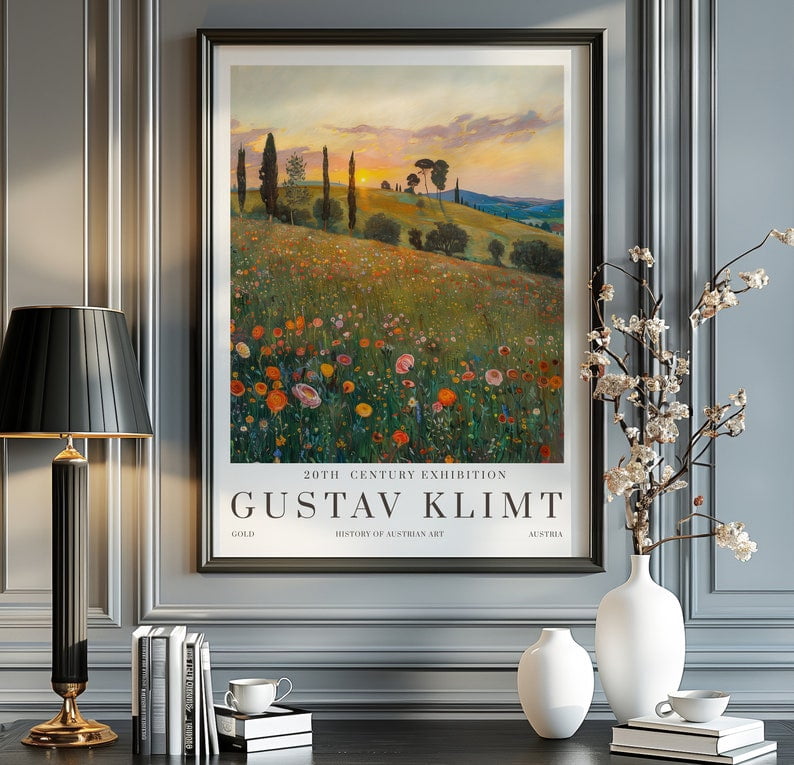 Gustav Klimt Sunset Flower Garden Museum Exhibition Art Poster - 12x18 ...