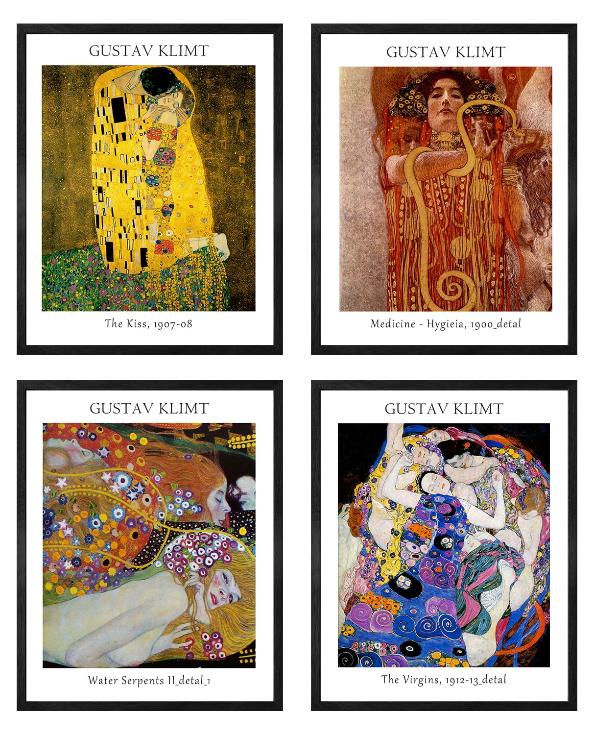 Gustav Klimt Wall Art 4 Panels,Klimt Print,Klimt Poster,Gustav Klimt ...