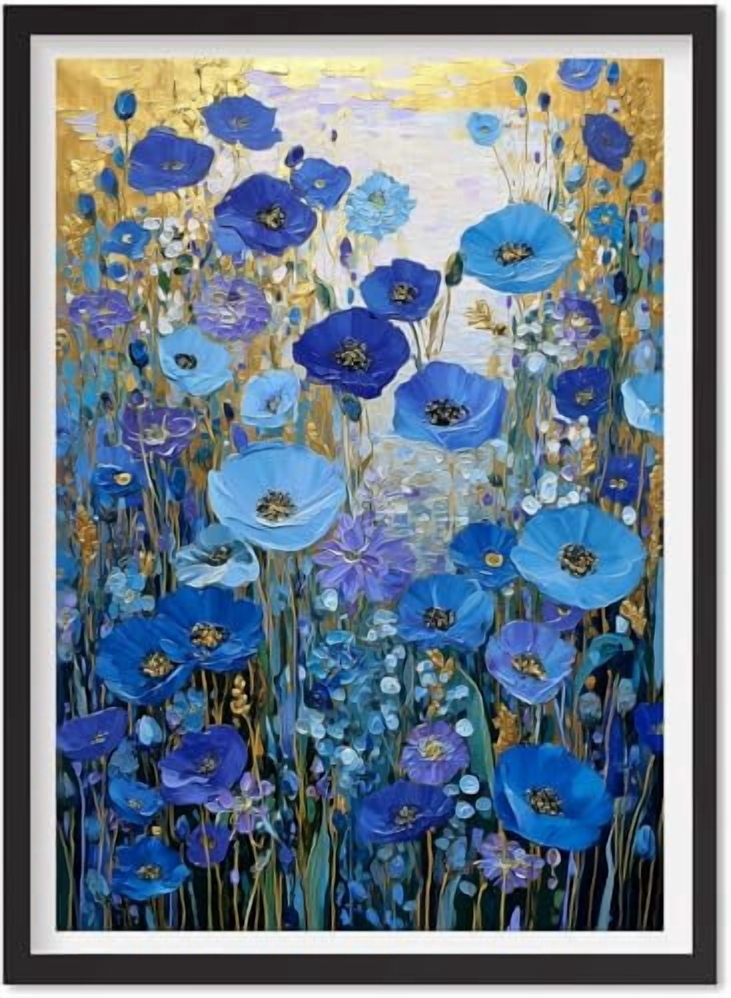 Gustav Klimt Wall Art, Blue Flower Poster, Botanical Wall Art, Klimt ...