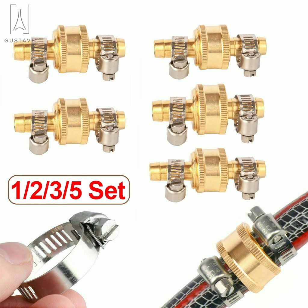 Gustave 1/2" Brass Garden Water Hose Repair Mender Male and Female ...