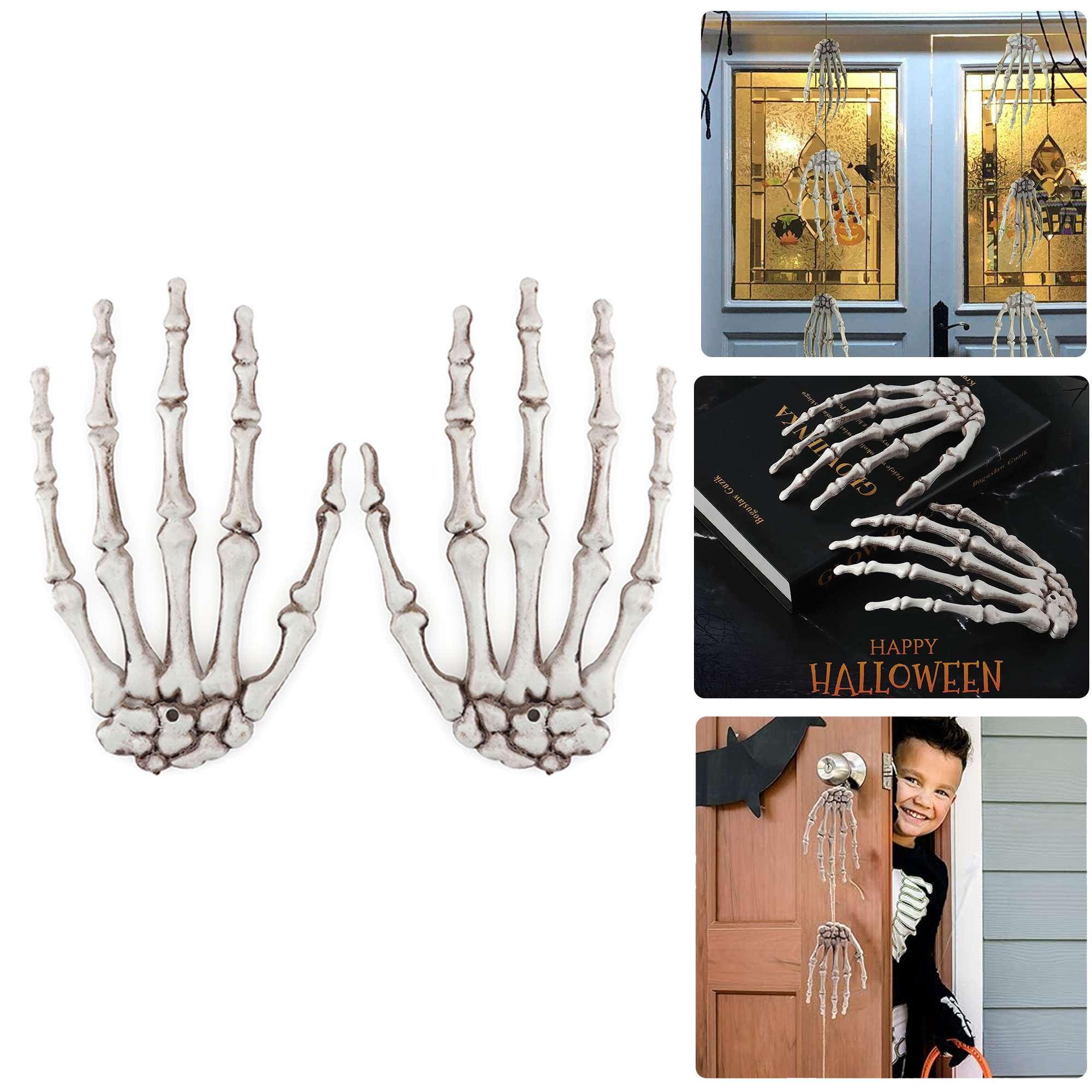 Gustave 1 Pair Halloween Skeleton Hands Realistic Fake Human Hand Bone ...
