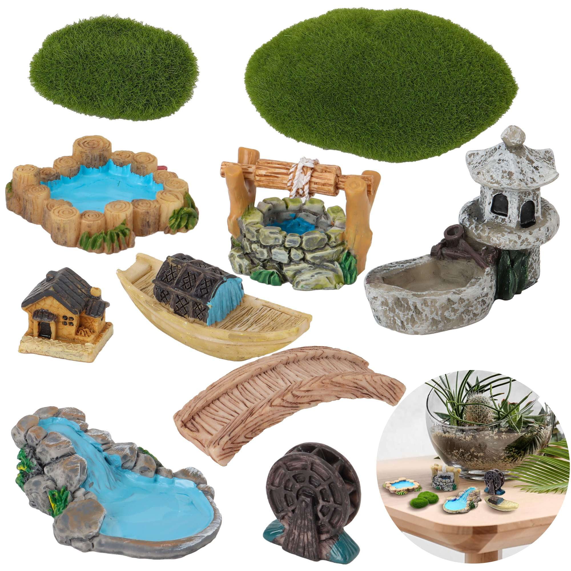 Gustave Mini Fairy Garden Resin Accessories Kit, 10 X Miniature ...