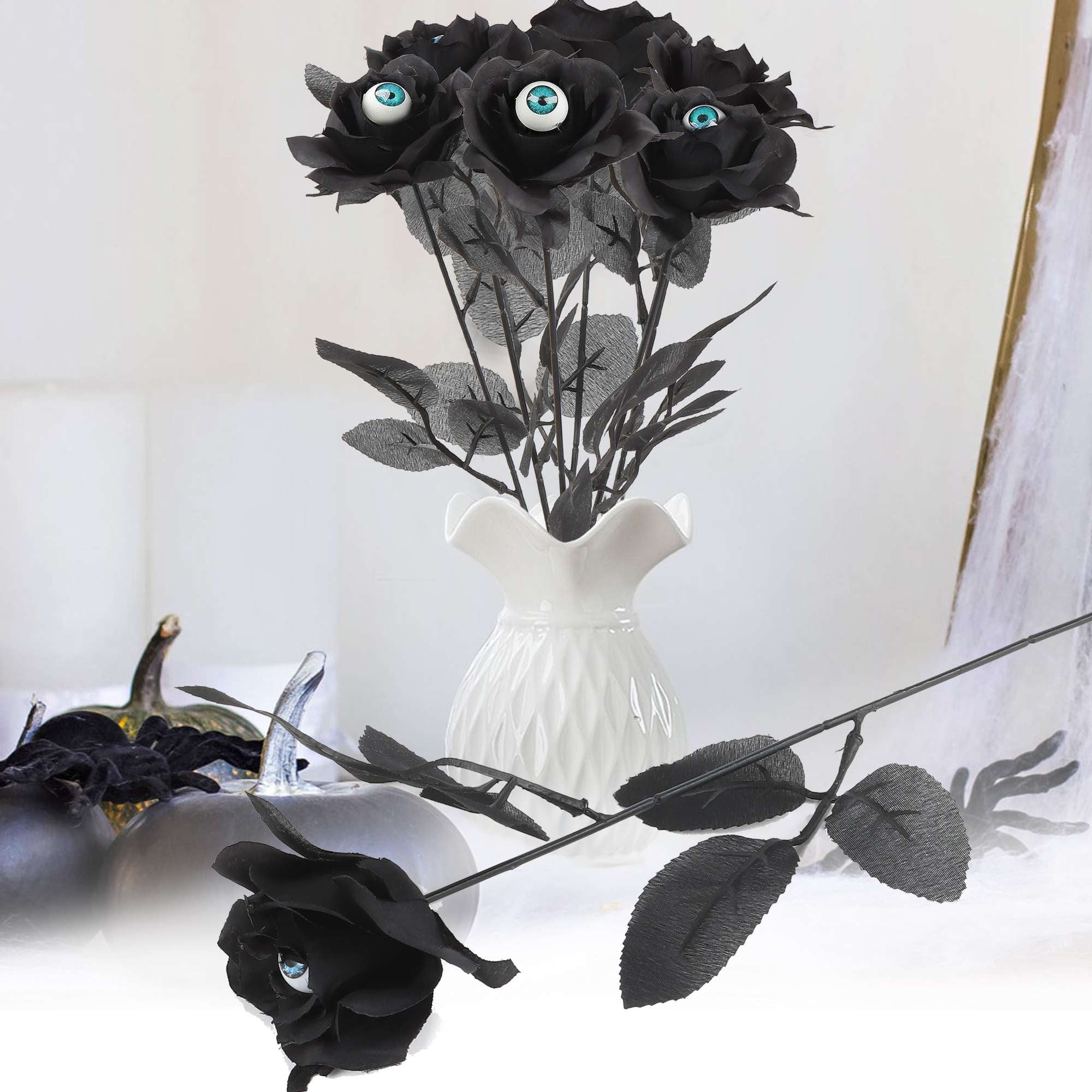 Gustave 10Pcs Artificial Rose Flowers with Eyeball Fake Flower Bouquet ...