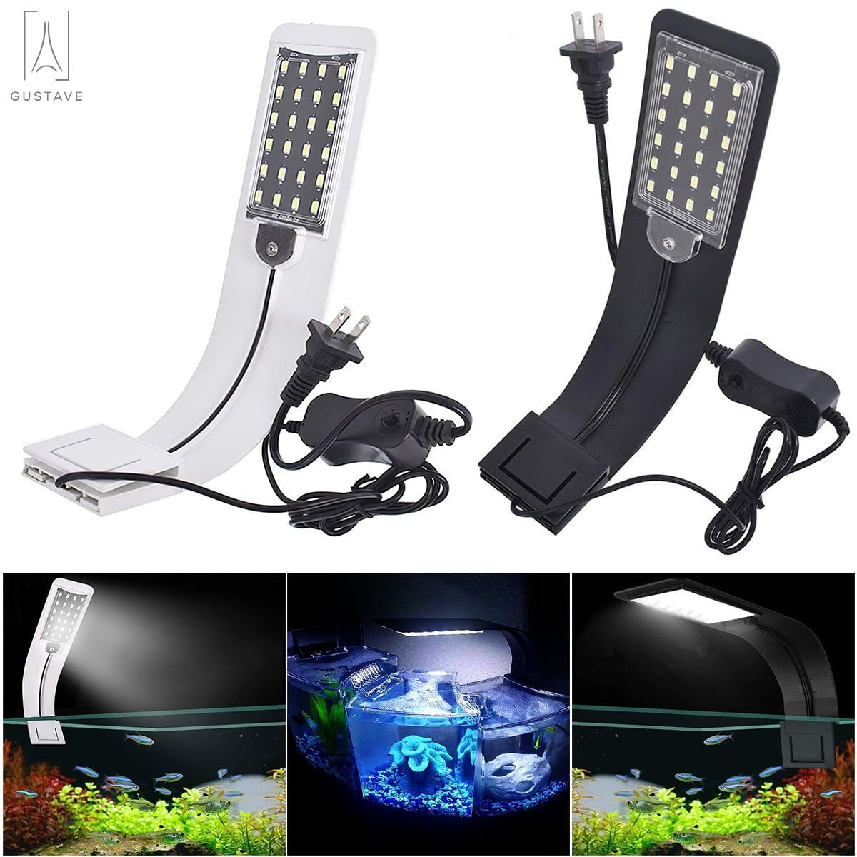 Gustave 10W Super Slim Aquarium LED Light Clip-on Lamp For Fish Tank ...