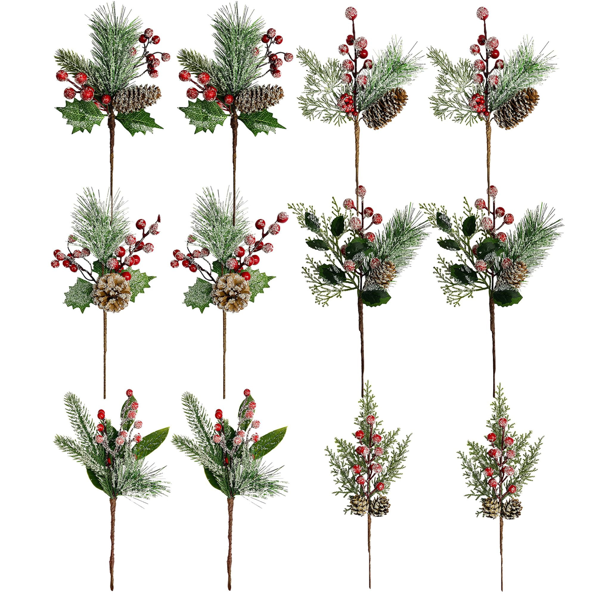 Gustave 12PCS Artificial Christmas Picks and Sprays Pine Needle ...