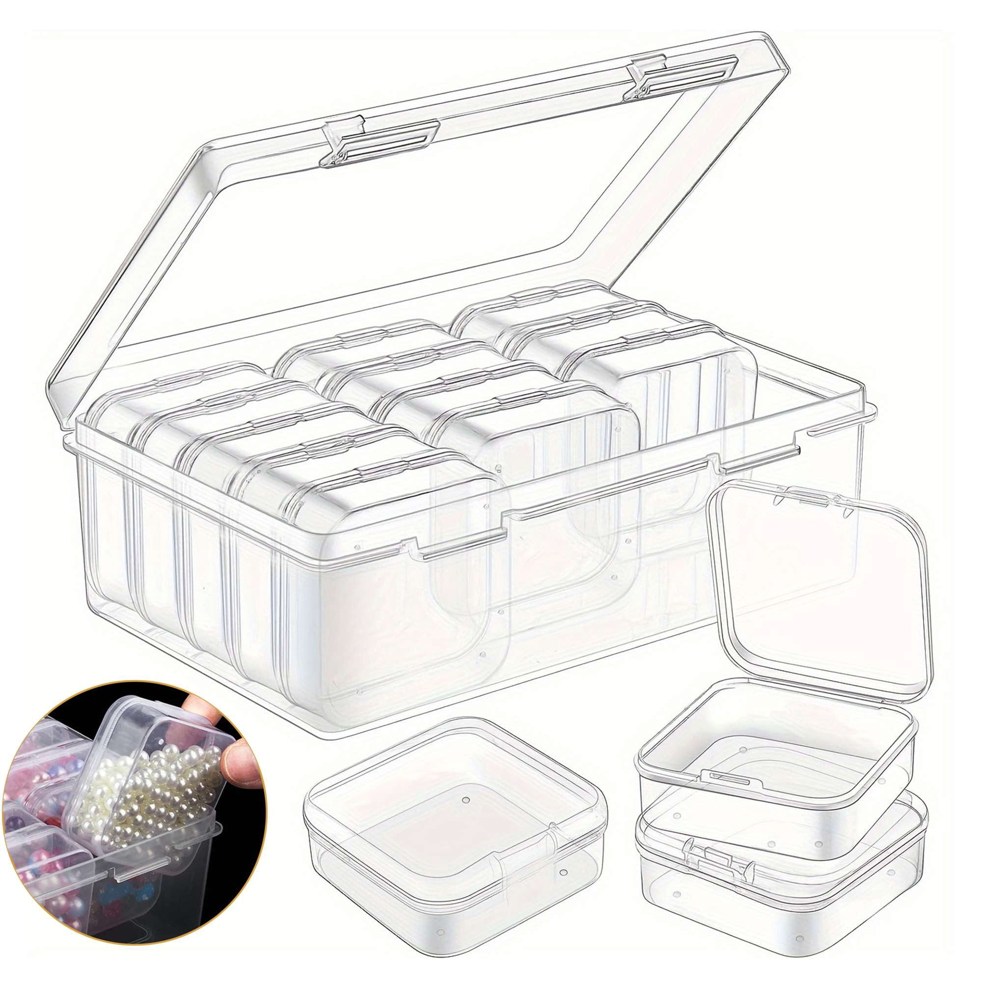 Gustave 15 Pcs Bead Organizer and Storage Boxes Small Clear Plastic ...